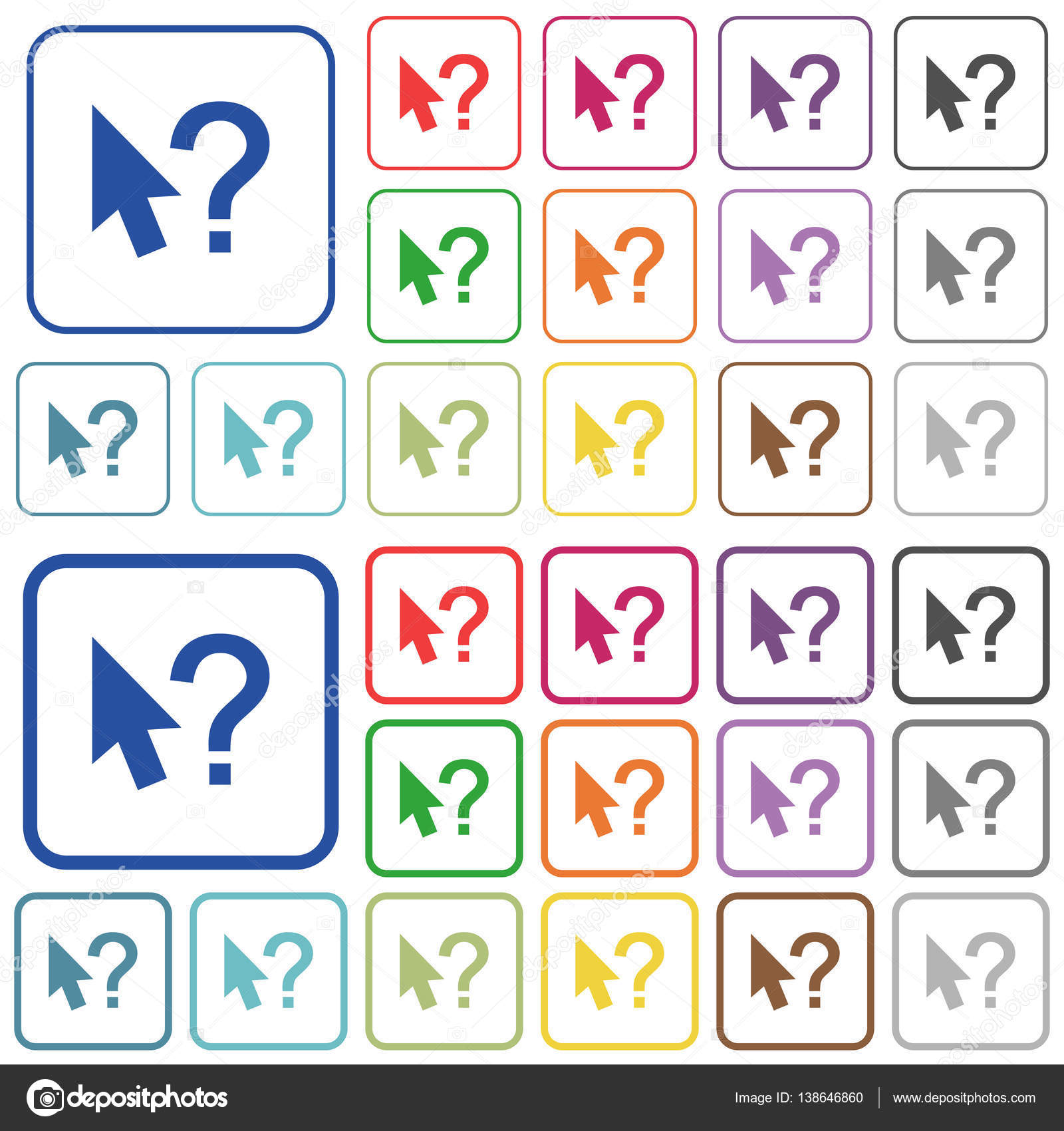 Help cursor outlined flat color icons Stock Vector Image by ...