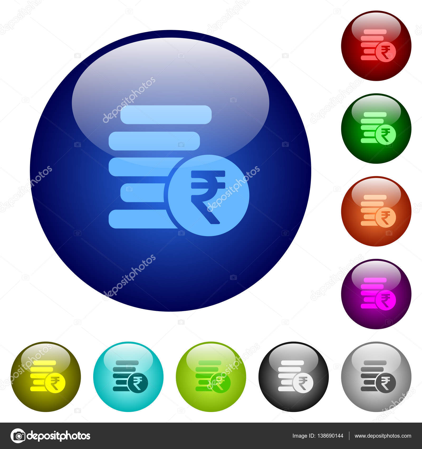 Indian Rupee coins color glass buttons Stock Vector by ©renegadehomie ...