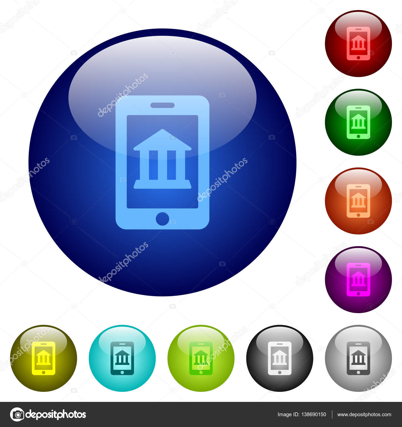 Mobile banking color glass buttons Stock Vector by ©renegadehomie 138690150