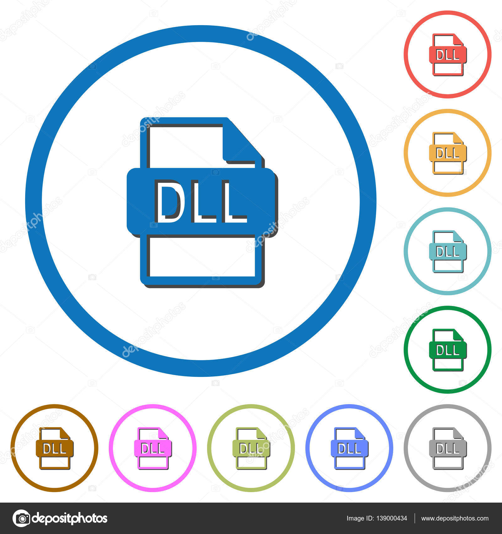 DLL file format icons with shadows and outlines Stock Vector Image by ...