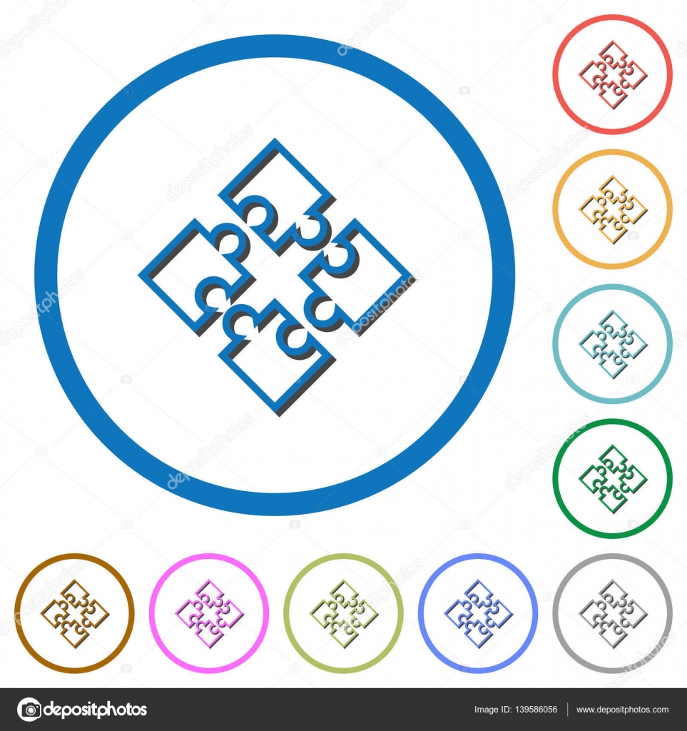 Puzzle pieces icons with shadows and outlines Stock Vector by ...
