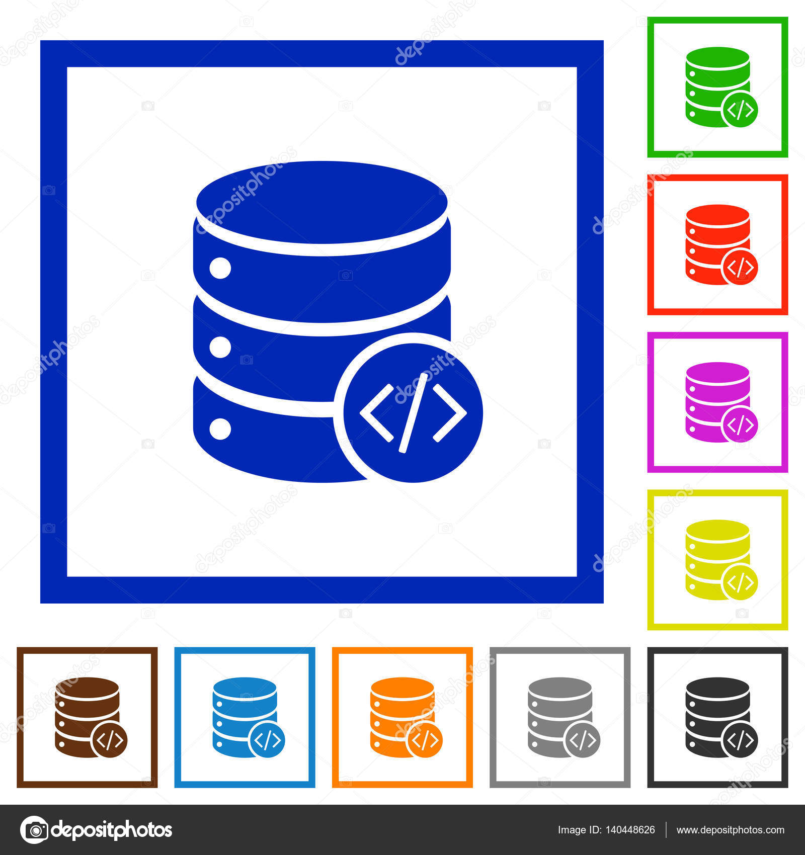 Database programming flat framed icons Stock Vector Image by ...