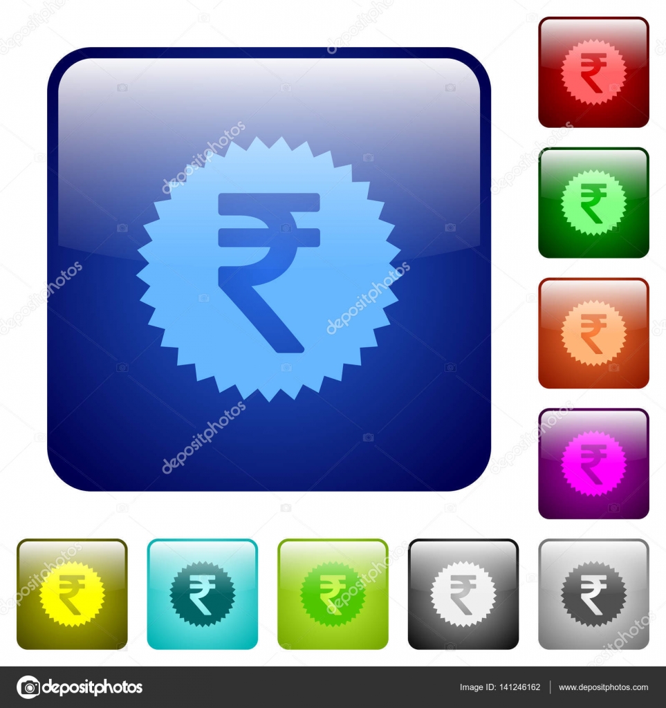 Indian Rupee sticker color square buttons Stock Vector by ...