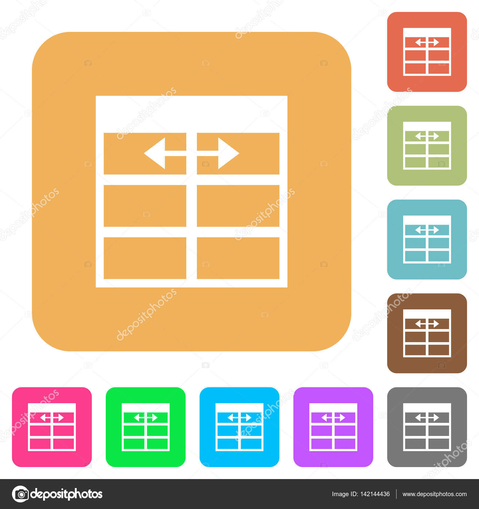 Spreadsheet adjust table column width rounded square flat icons Stock Vector by ©renegadehomie ...