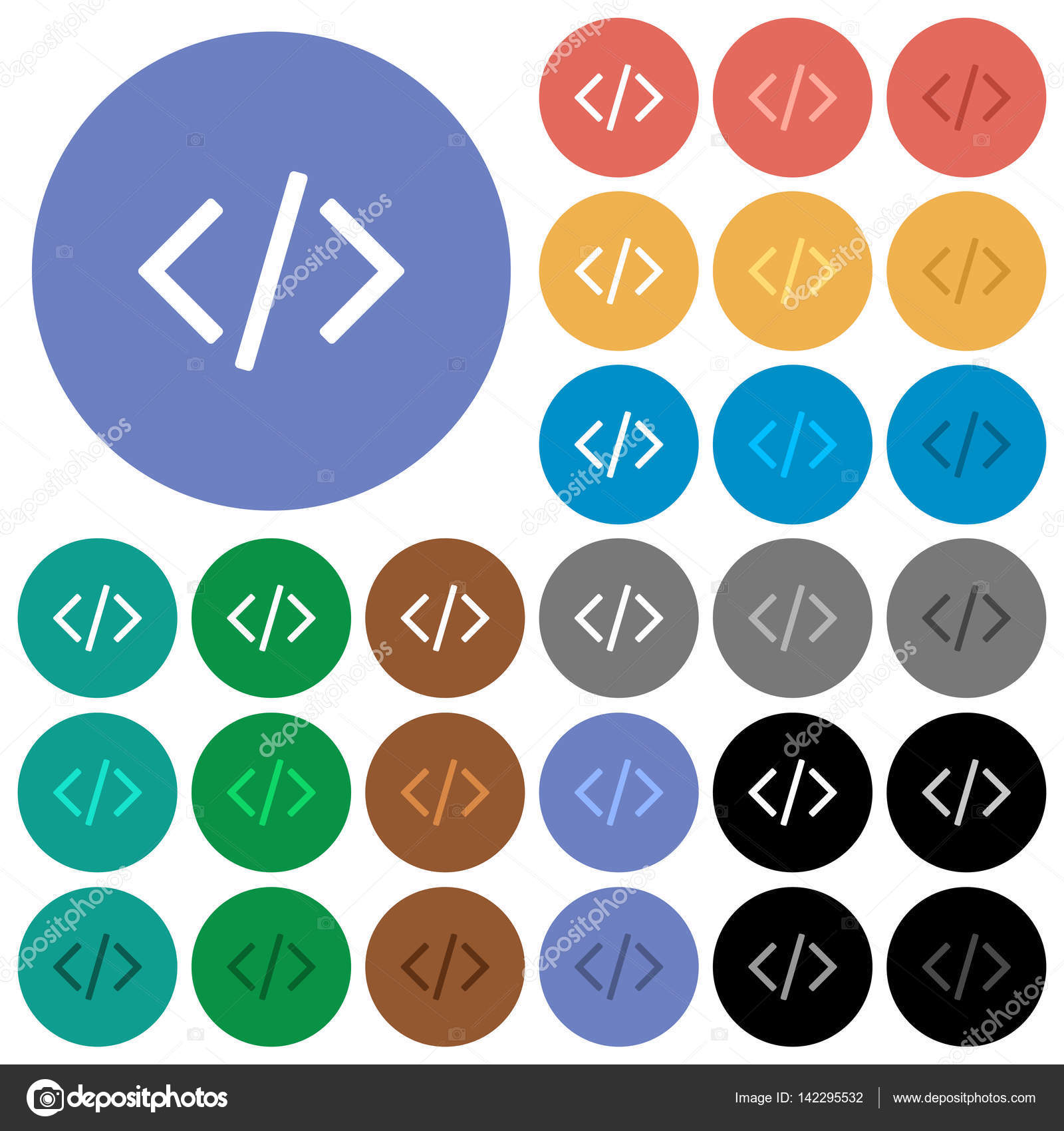 Programming code round flat multi colored icons Stock Vector Image by ...