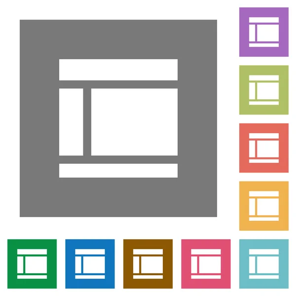 Three Columned Web Layout Outline Flat Color Icons Square Frames Stock ...