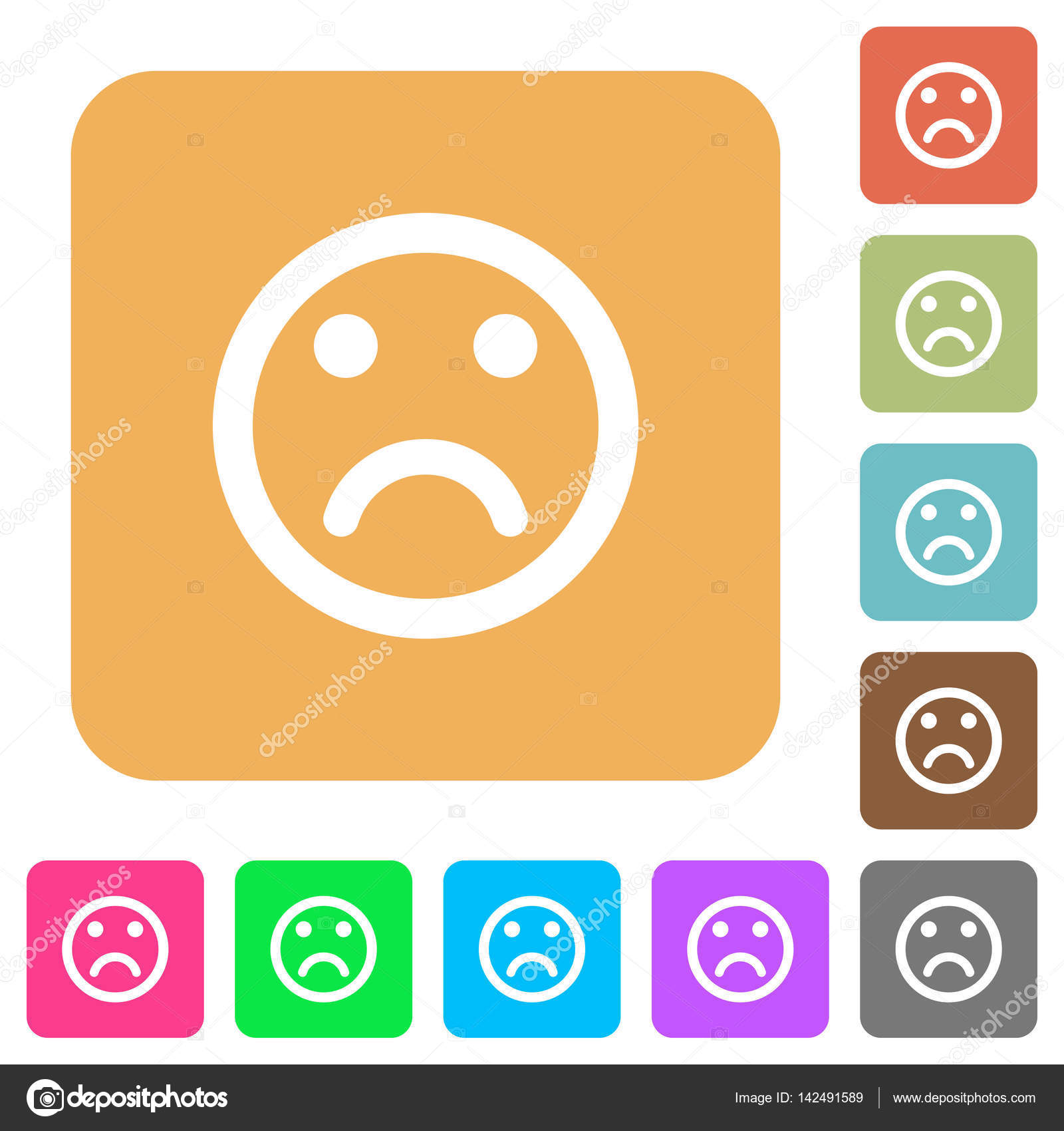 Sad emoticon rounded square flat icons Stock Vector by ©renegadehomie ...