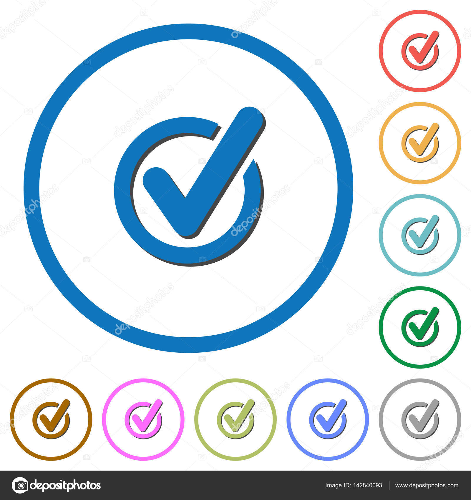 Checked data icons with shadows and outlines Stock Vector Image by ...