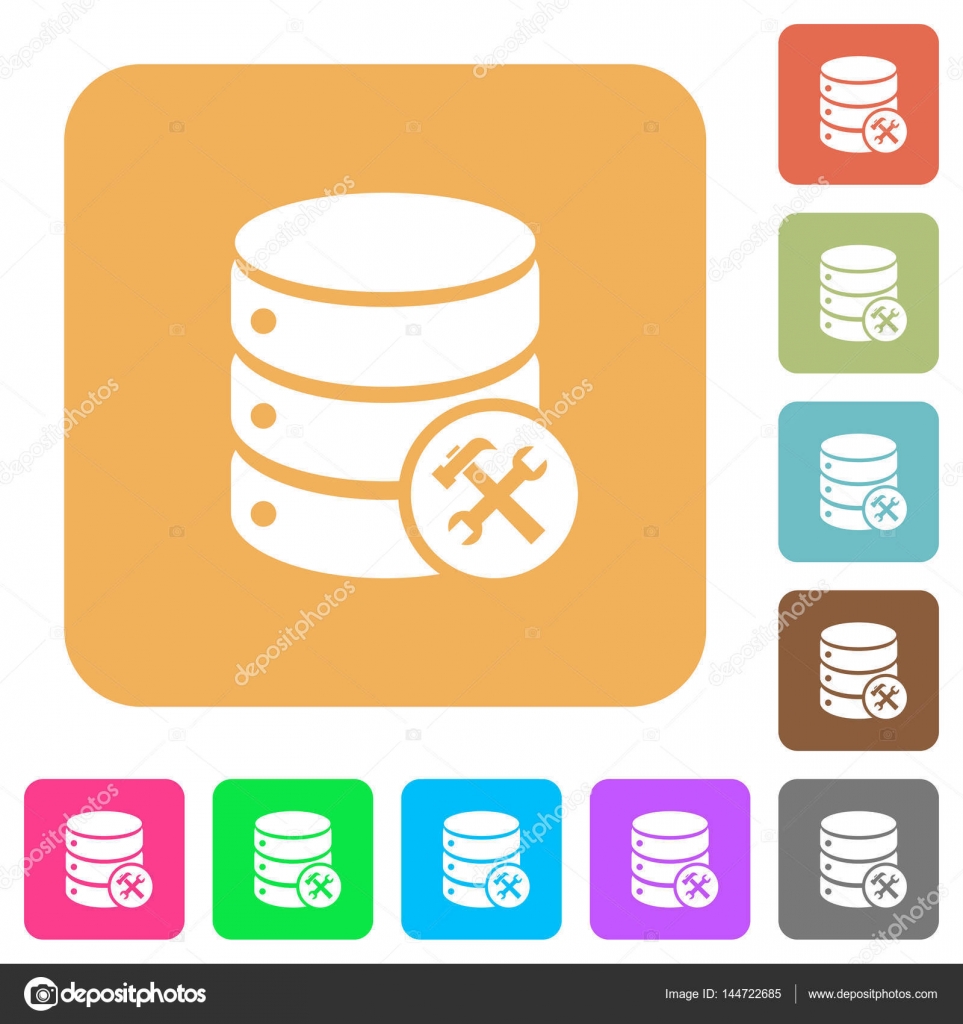 Database maintenance rounded square flat icons Stock Vector Image by ...