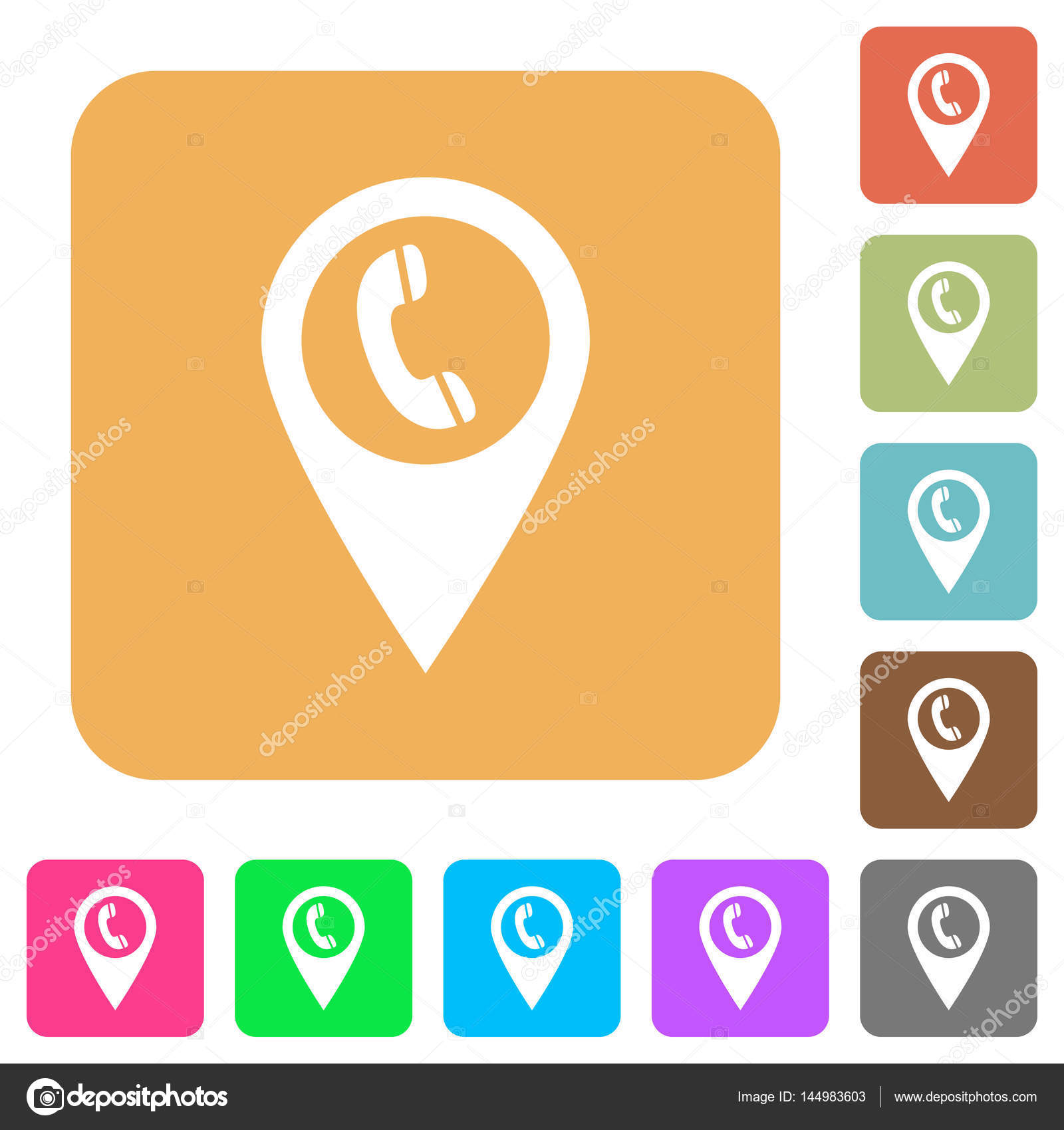 Call box GPS map location rounded square flat icons Stock Vector by ...