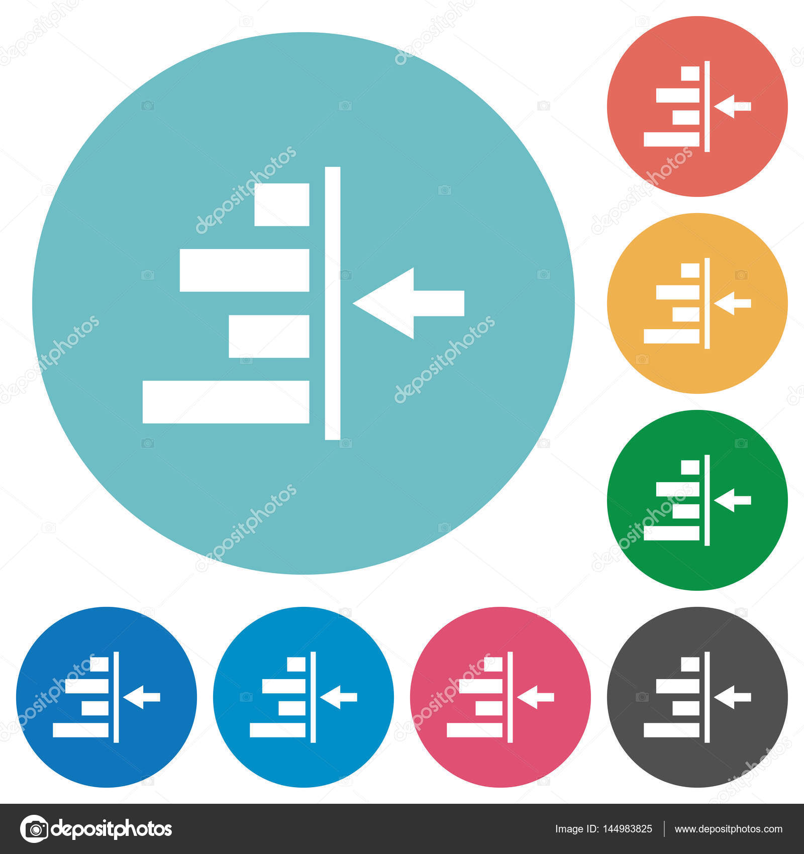 Increase right indentation of content flat round icons Stock Vector Image by ©renegadehomie ...