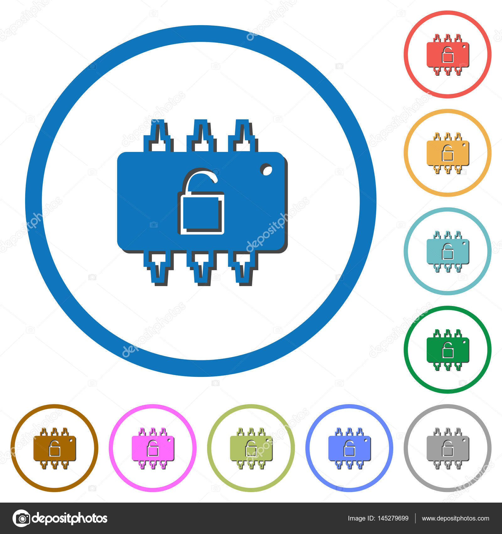 Hardware unlocked icons with shadows and outlines Stock Vector by ...