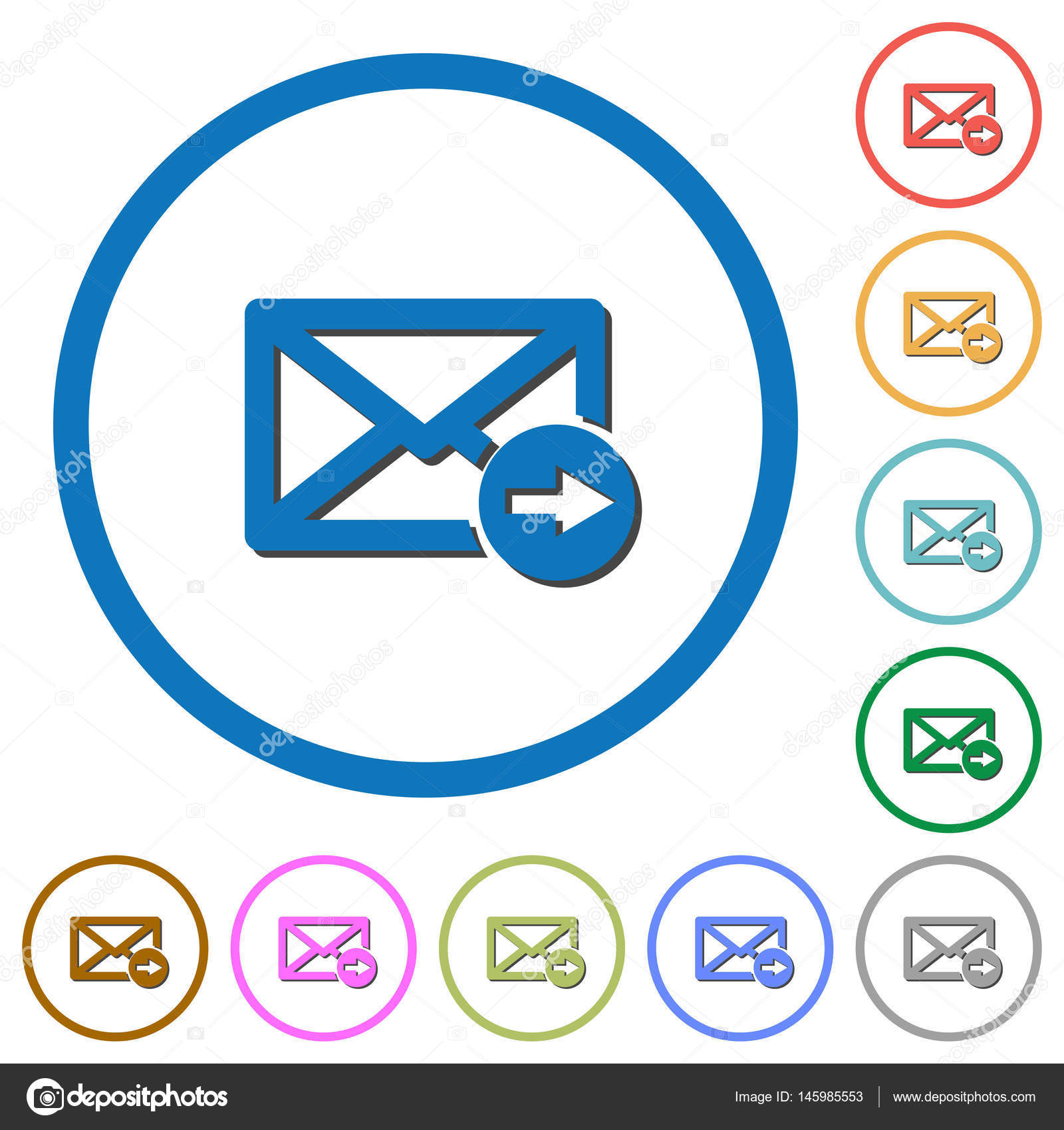 Mail forwarding icons with shadows and outlines Stock Vector by ...