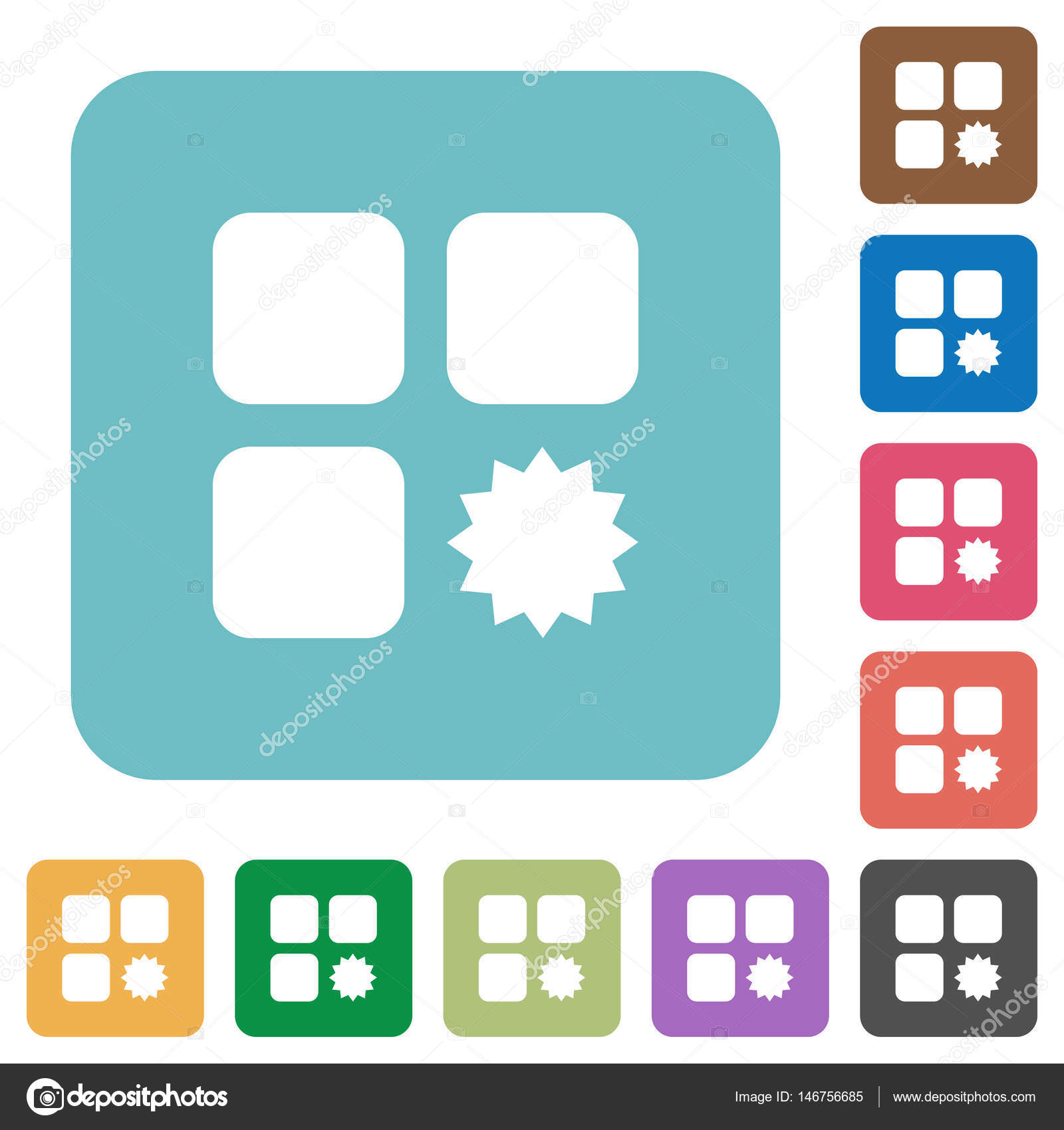 Certified component rounded square flat icons Stock Vector by ©renegadehomie 146756685