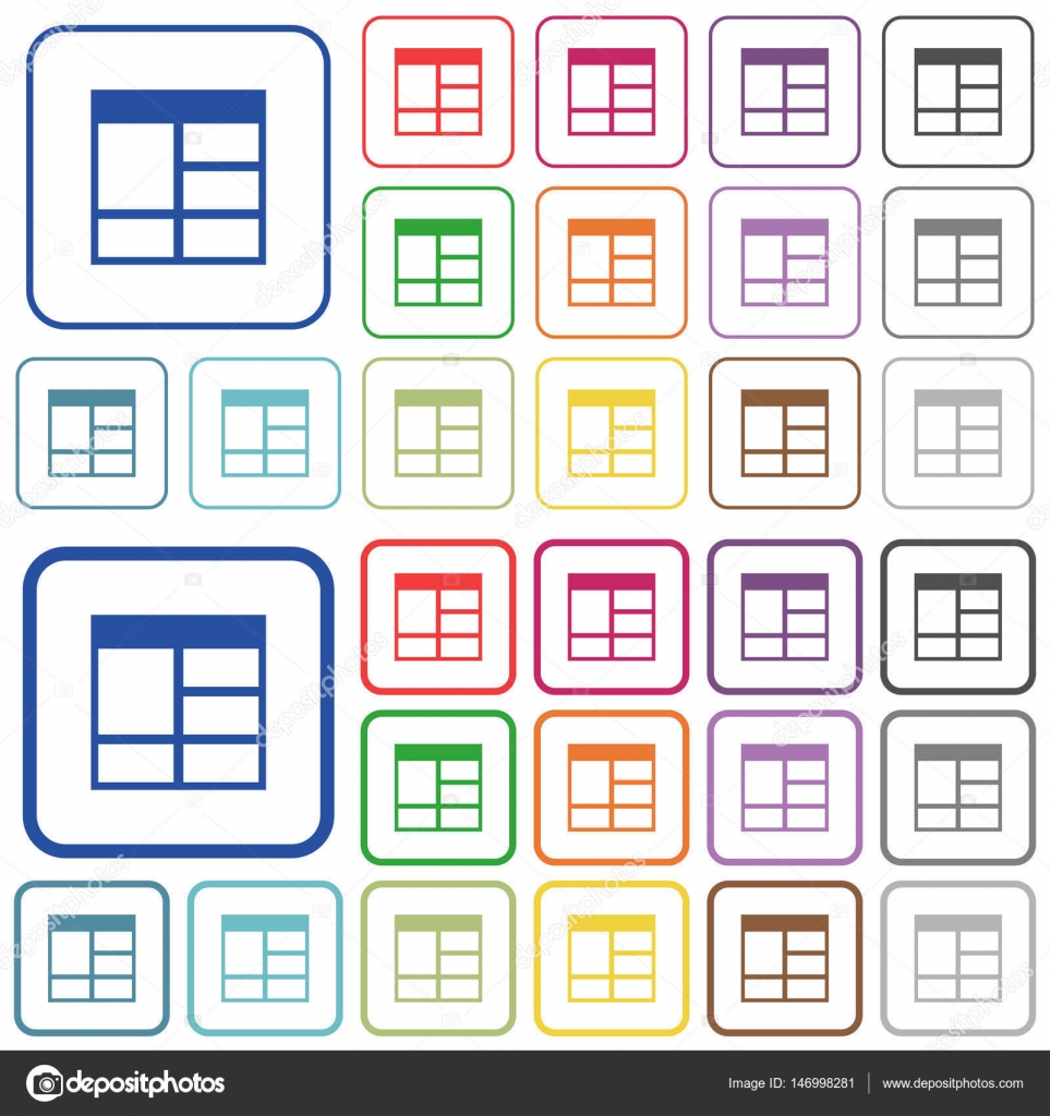 Spreadsheet vertically merge table cells outlined flat color icons Stock Vector Image by ...