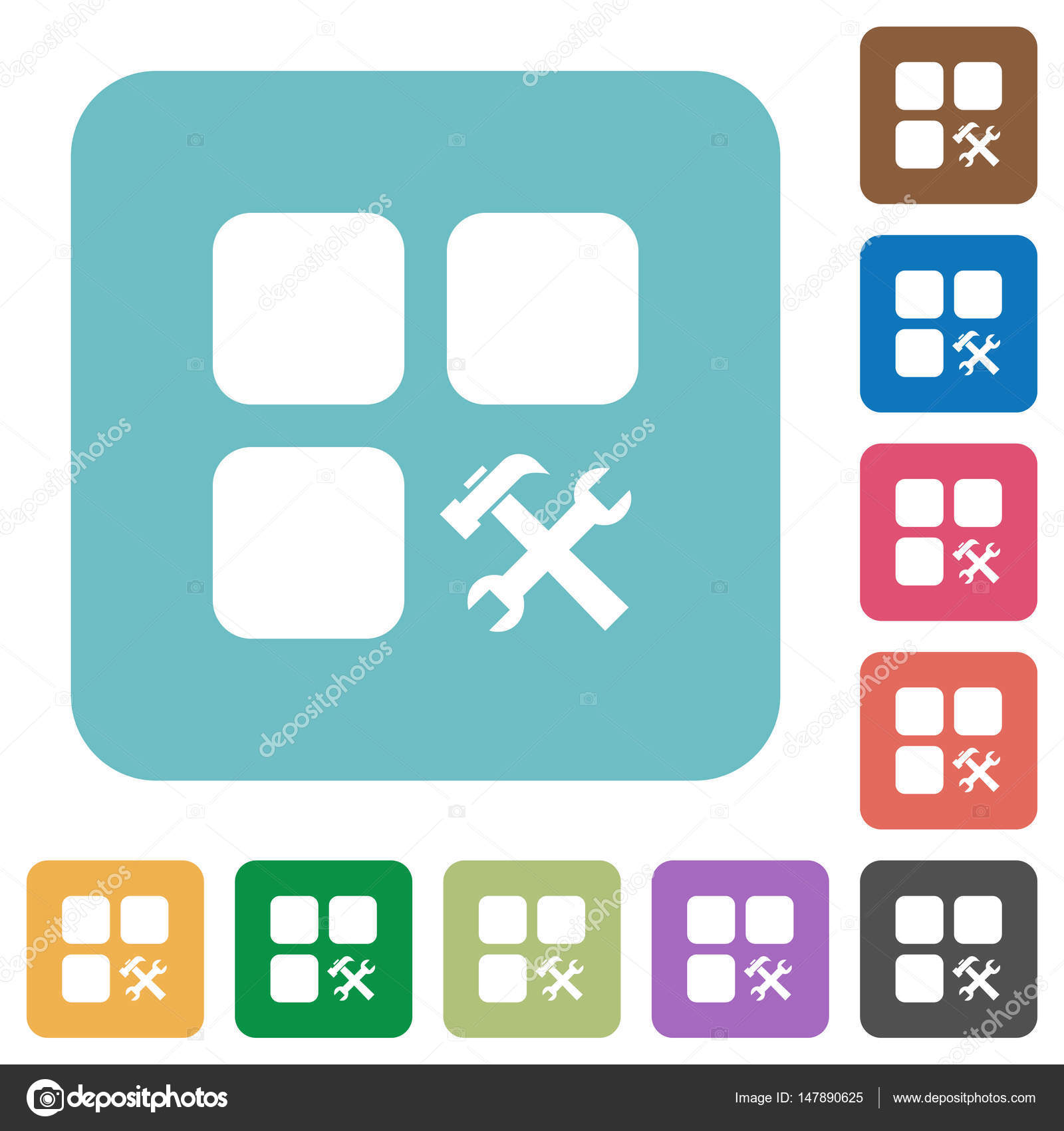 Component tools rounded square flat icons Stock Vector by ...