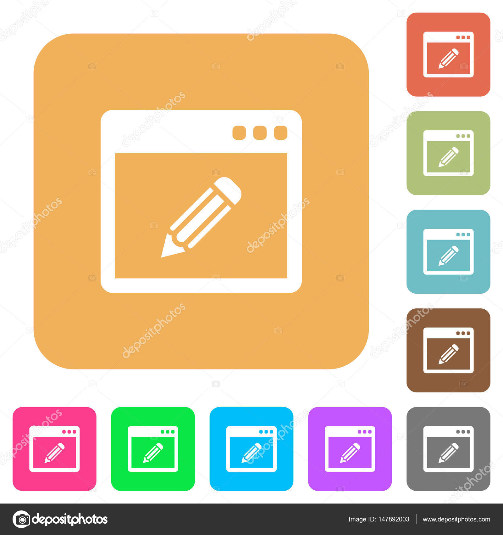 Application edit rounded square flat icons Stock Vector by ©renegadehomie 147892003