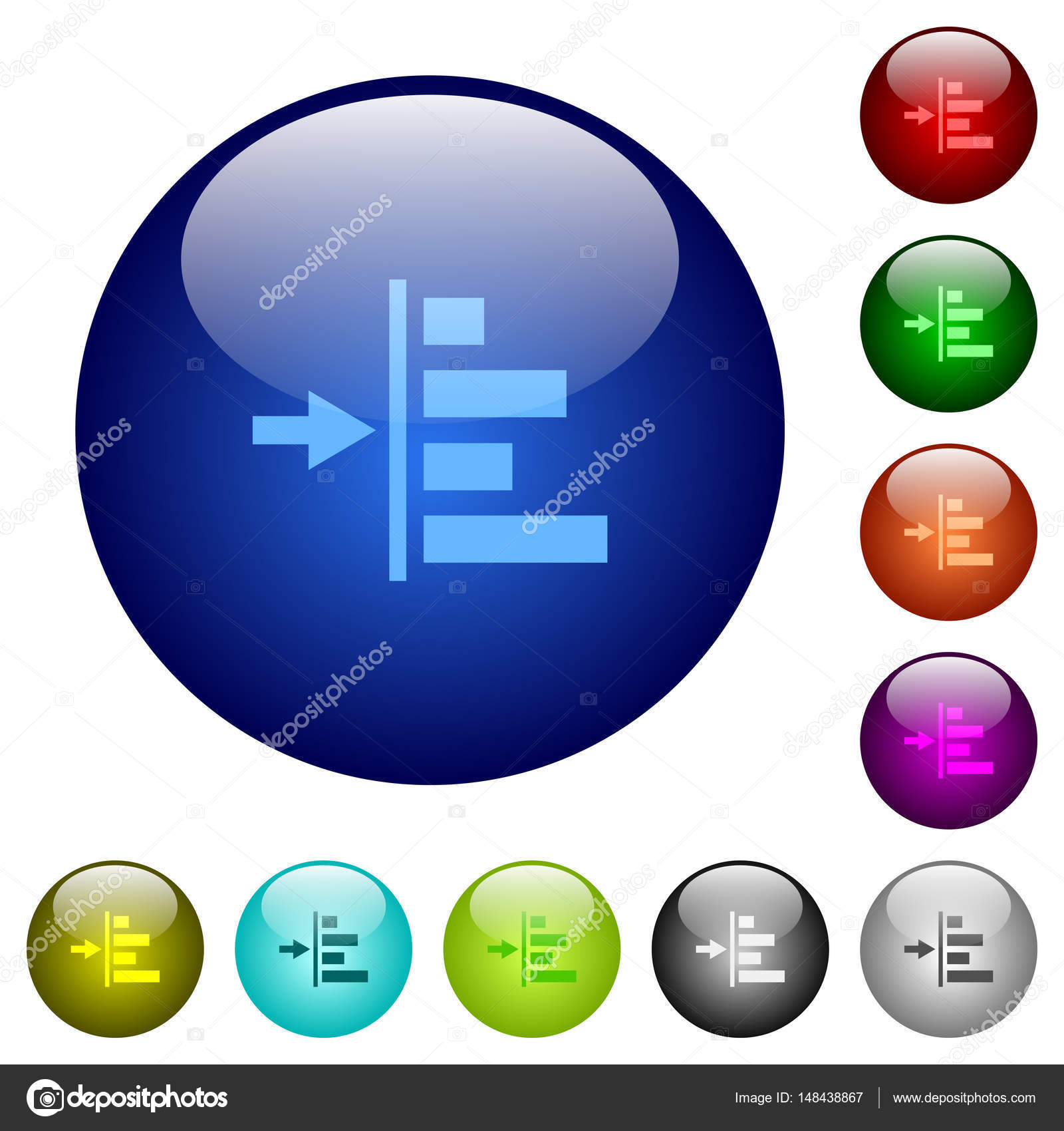 Increase left indentation of content color glass buttons Stock Vector Image by ©renegadehomie ...