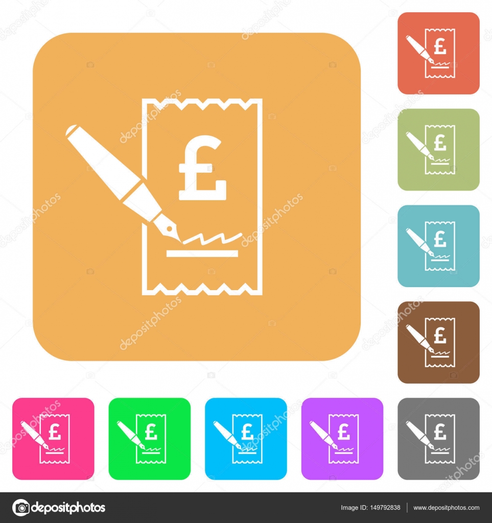 Signing Pound cheque rounded square flat icons Stock Vector by ...