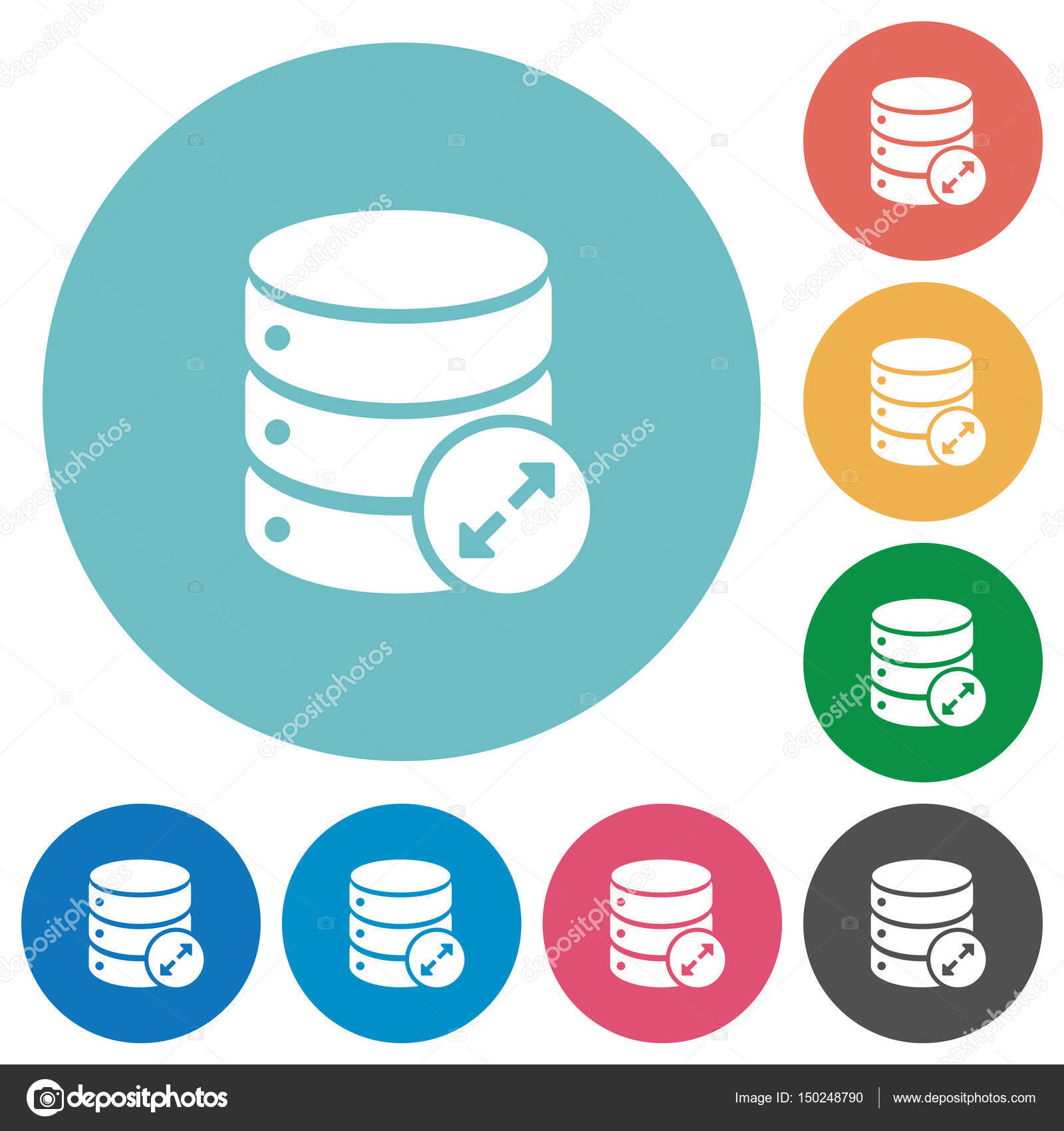 Expand database flat round icons Stock Vector Image by ©renegadehomie #150248790