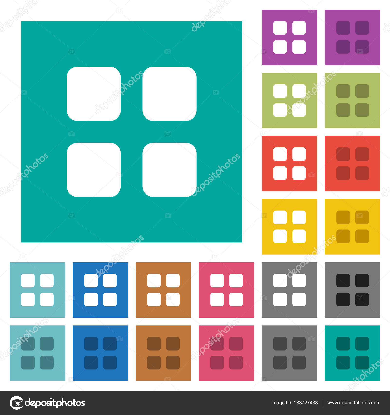 Large thumbnail view mode square flat multi colored icons Stock Vector ...