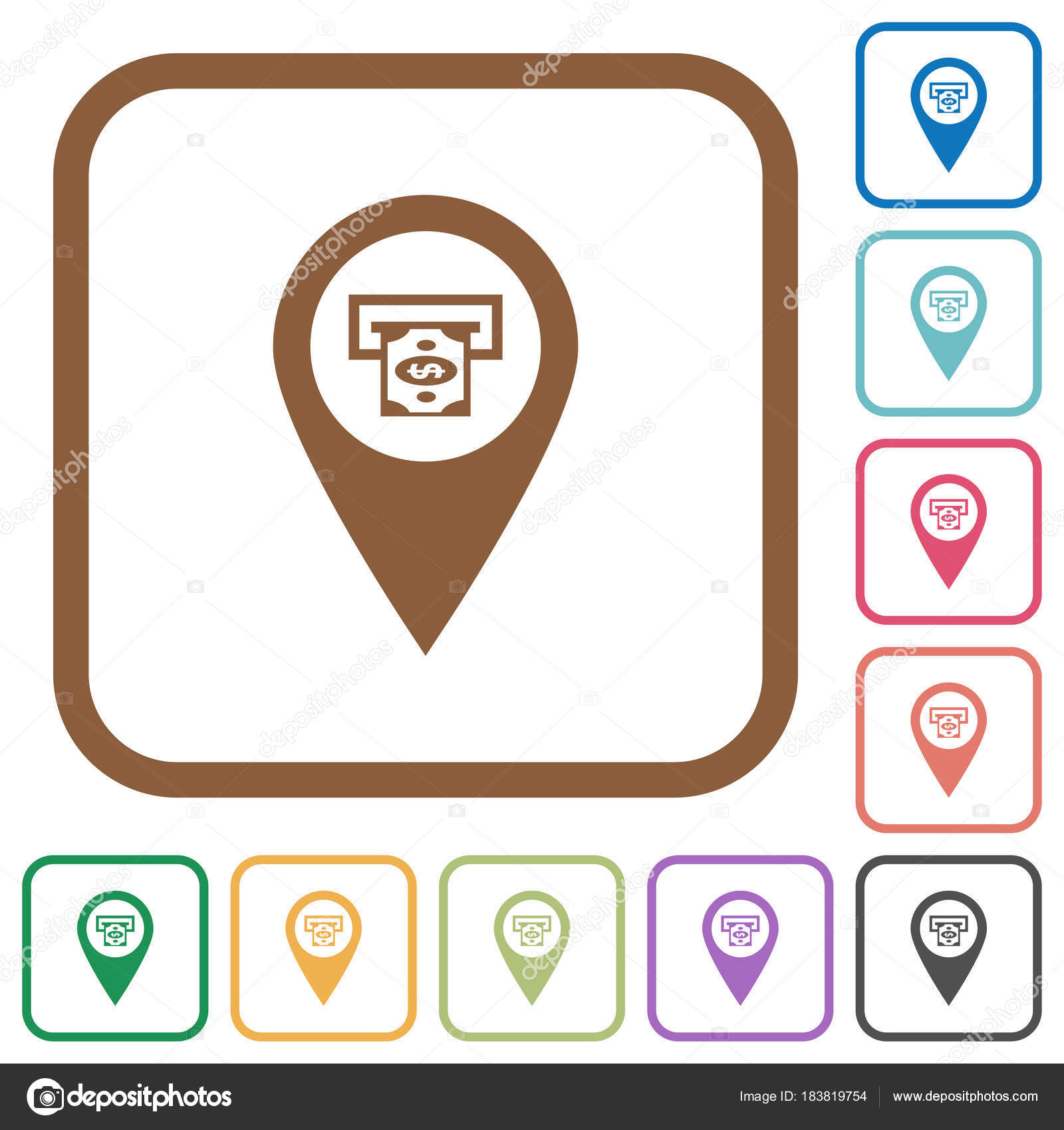 Bank ATM GPS map location simple icons Stock Vector by ©renegadehomie ...