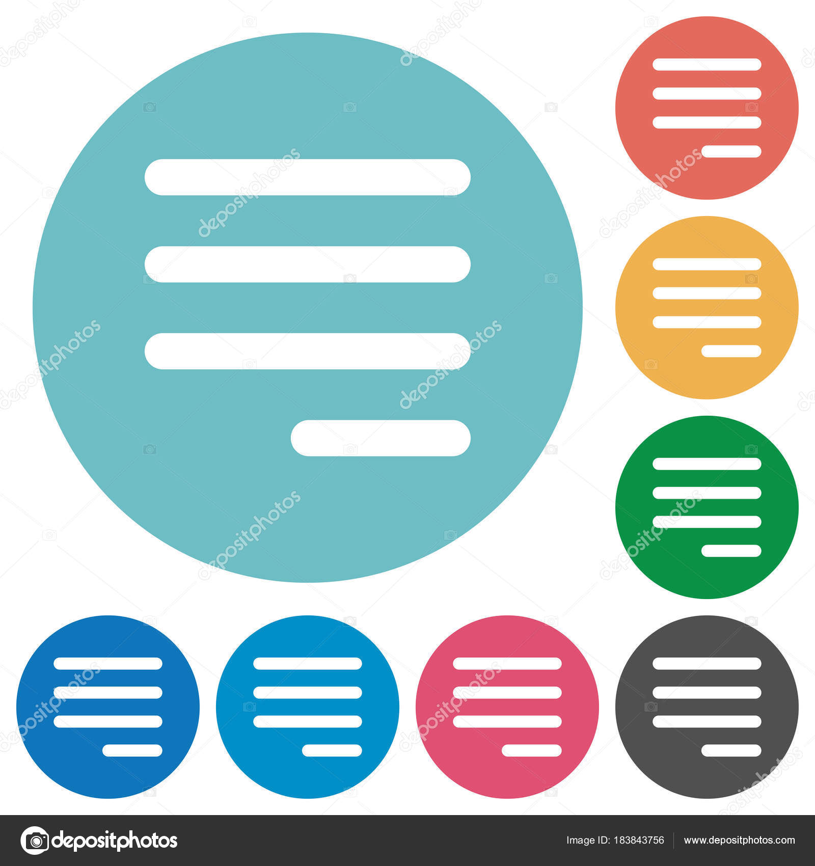 Text align justify last row right flat round icons Stock Vector Image by ©renegadehomie #183843756