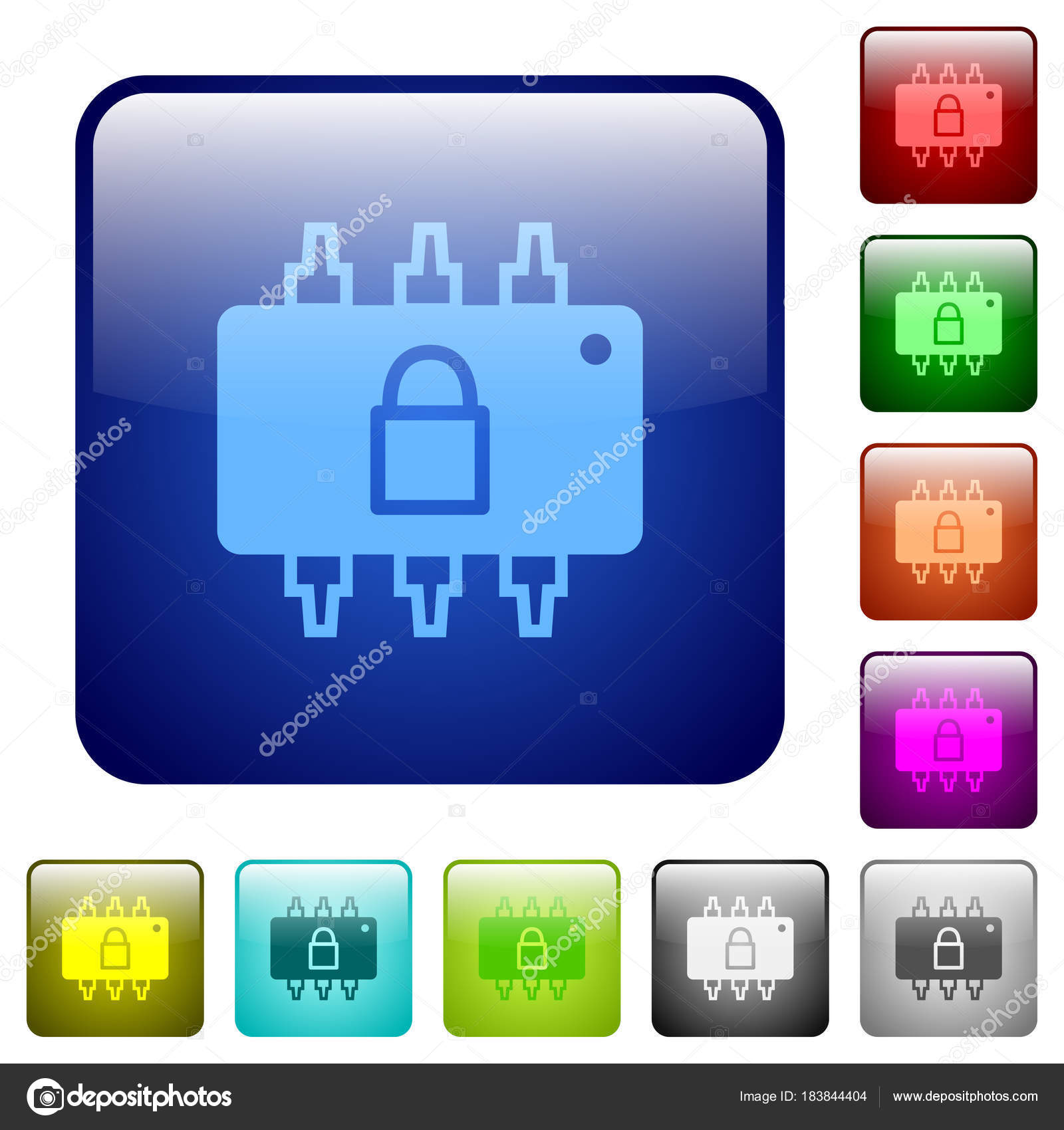 Hardware Locked Color Square Buttons Stock Vector Image By