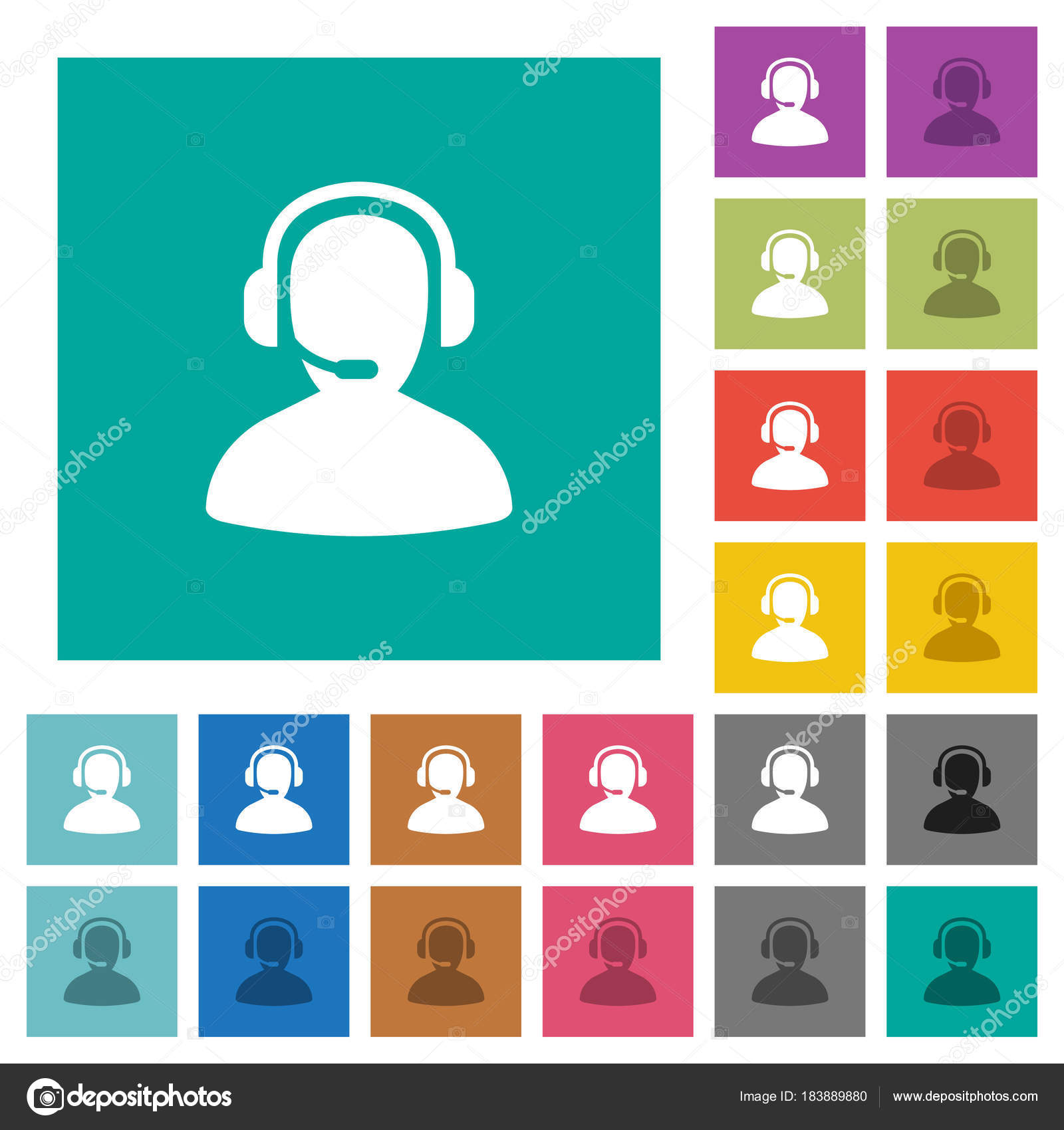 Operator square flat multi colored icons Stock Vector by ©renegadehomie ...