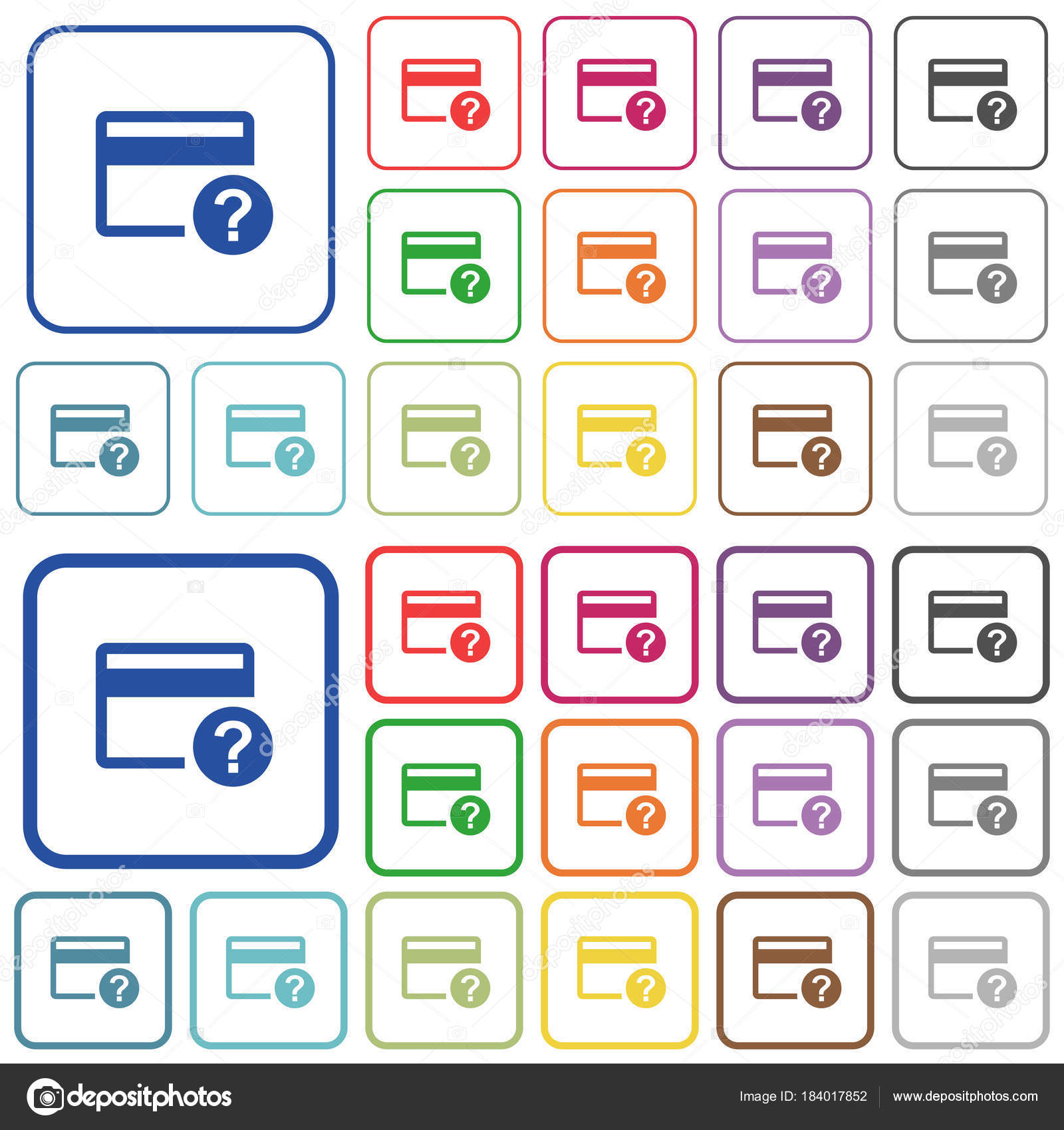 Unknown credit card outlined flat color icons Stock Vector by ...