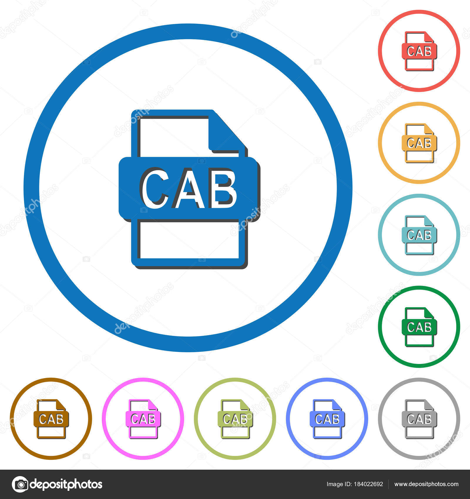 CAB file format icons with shadows and outlines Stock Vector by ...