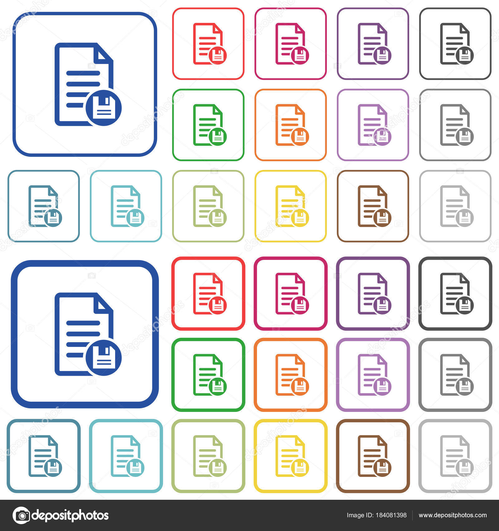 Save document outlined flat color icons Stock Vector by ©renegadehomie ...