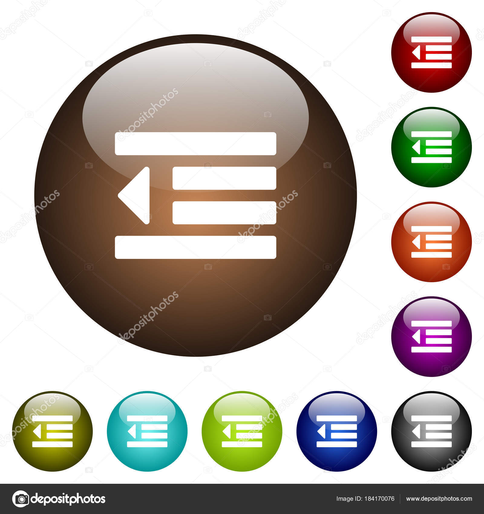 Decrease text indentation color glass buttons Stock Vector by ©renegadehomie 184170076