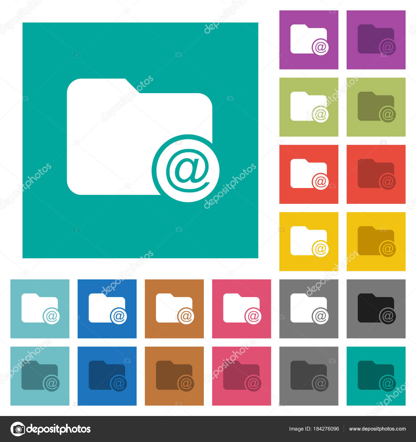 Directory email square flat multi colored icons Stock Vector by ...