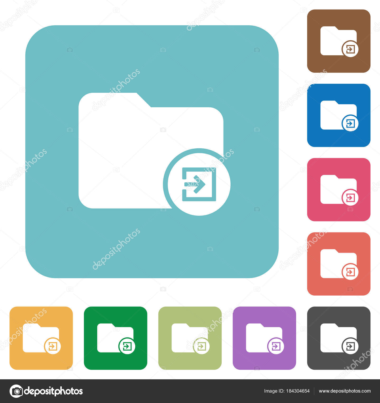 Import directory rounded square flat icons Stock Vector by ©renegadehomie 184304654