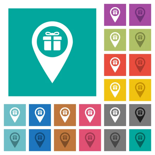 Gift shop GPS map location square flat multi colored icons - Stock ...