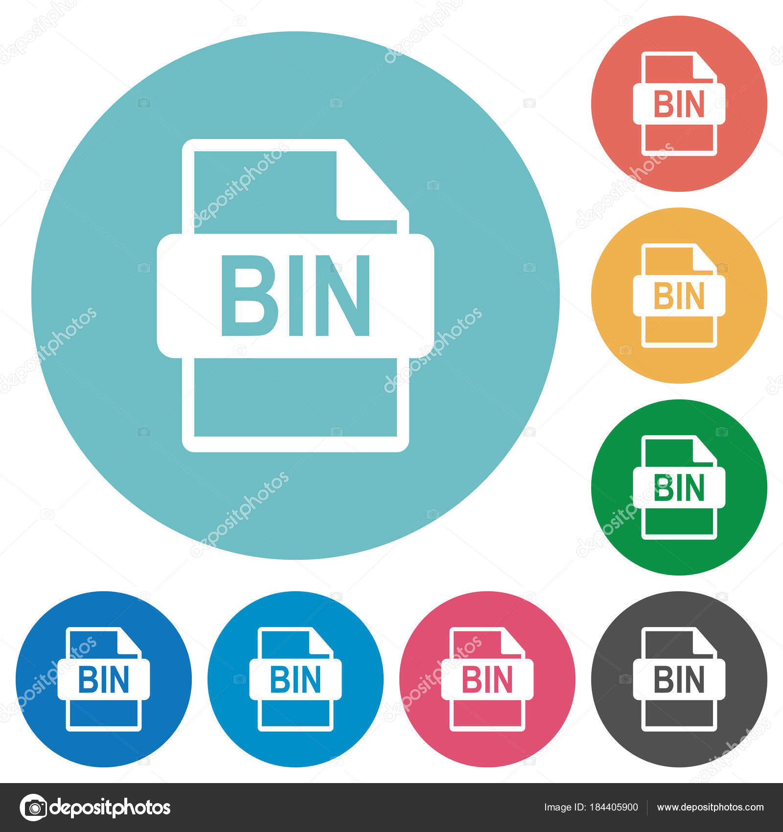 Bin file format flat round icons Stock Vector Image by ©renegadehomie ...