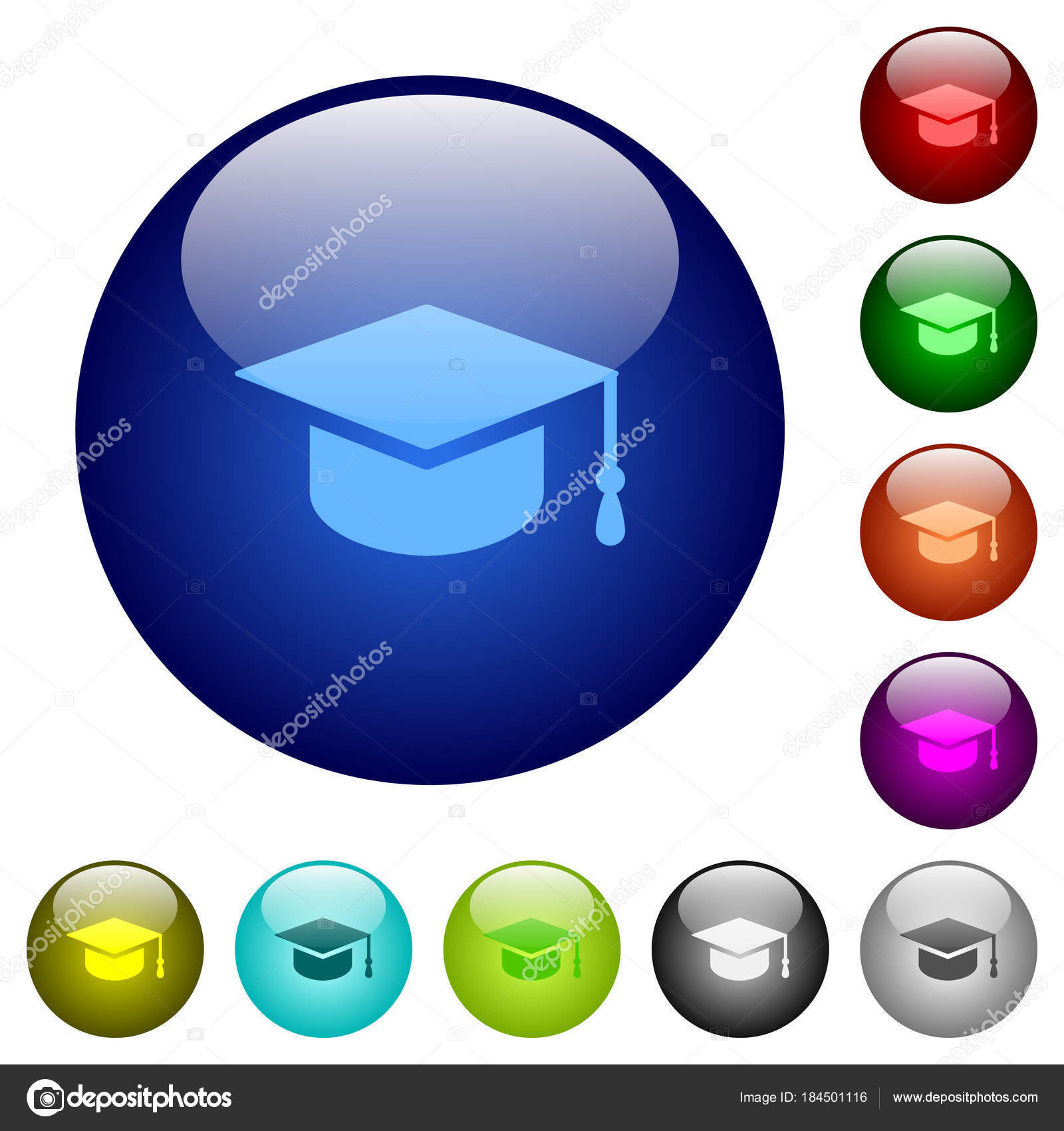 Graduate cap color glass buttons Stock Vector by ©renegadehomie 184501116