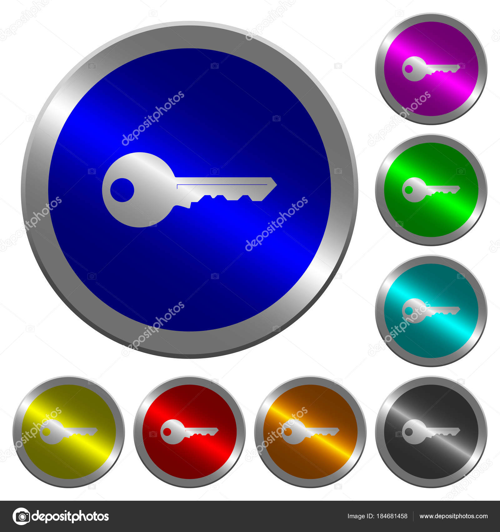 Safety key luminous coin-like round color buttons Stock Vector by ... Safety key luminous coin-like round color buttons Stock Vector by ...