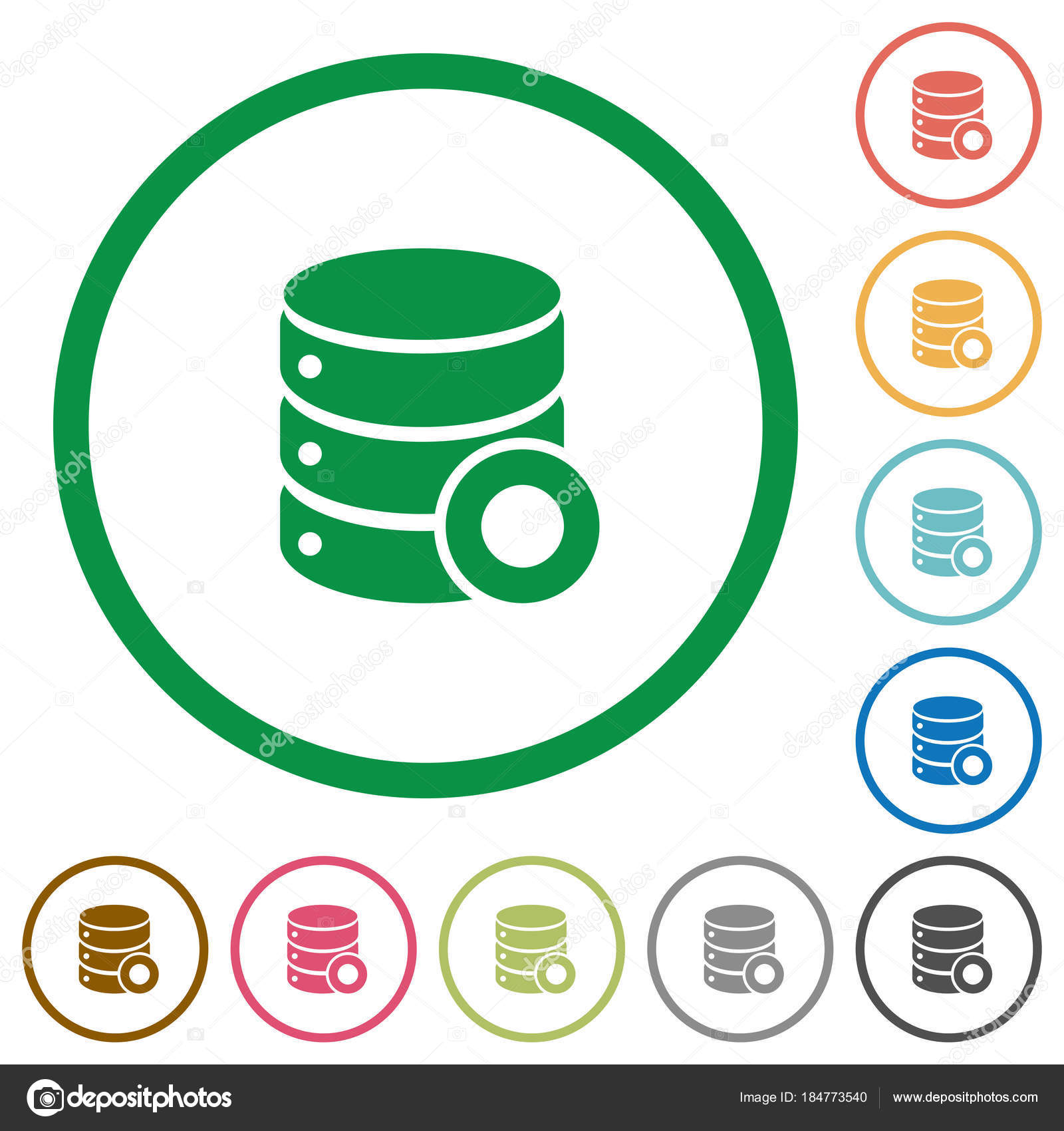 Database macro record flat icons with outlines Stock Vector Image by ©renegadehomie #184773540