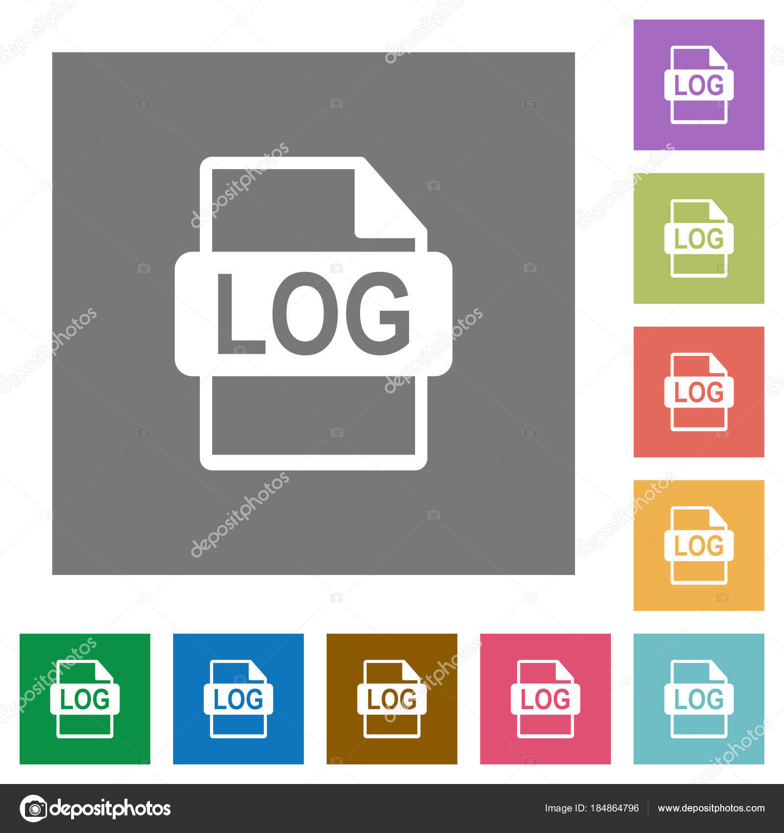 LOG file format square flat icons Stock Vector Image by ©renegadehomie ...