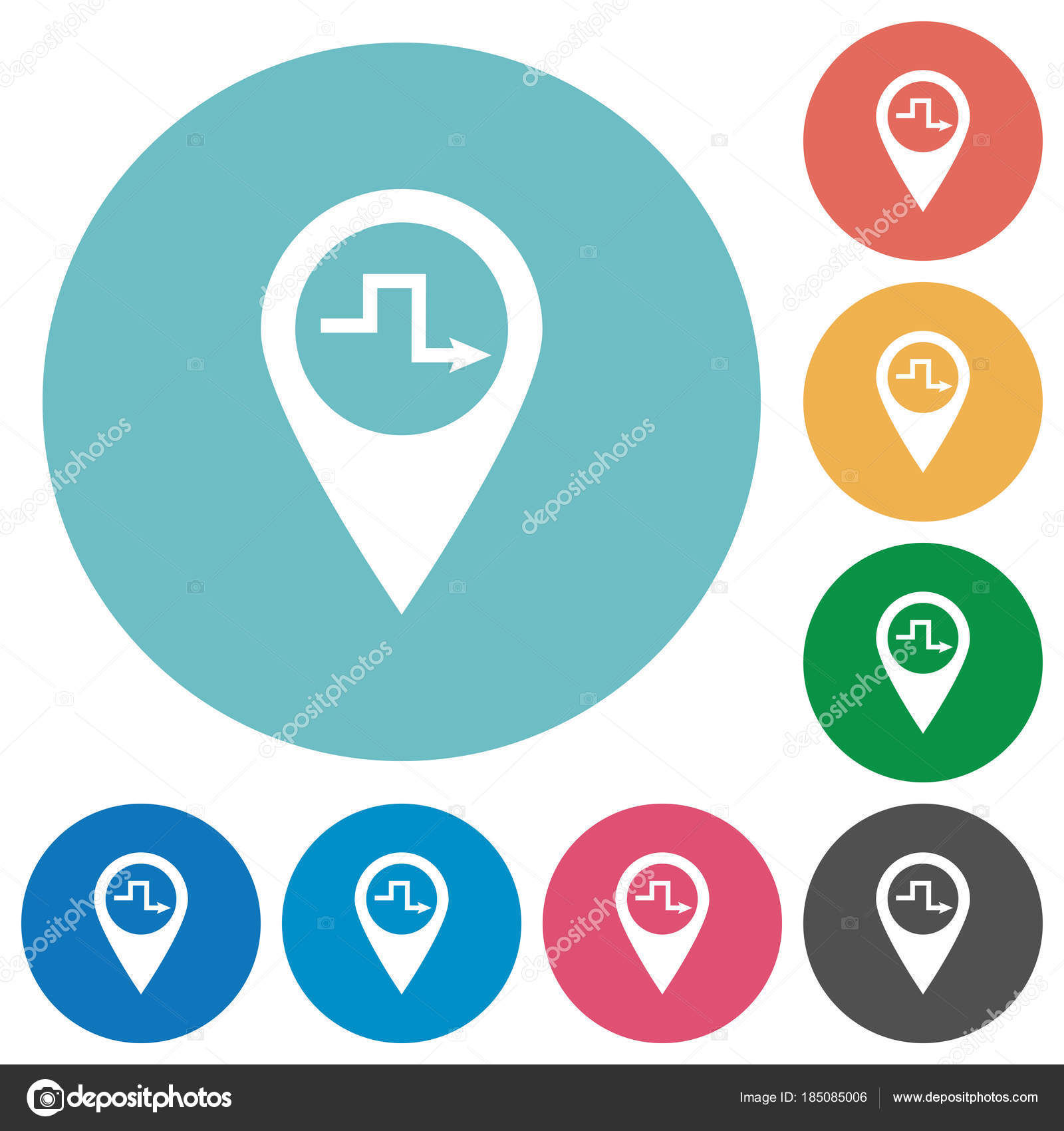 Route planning flat round icons Stock Vector Image by ©renegadehomie ...