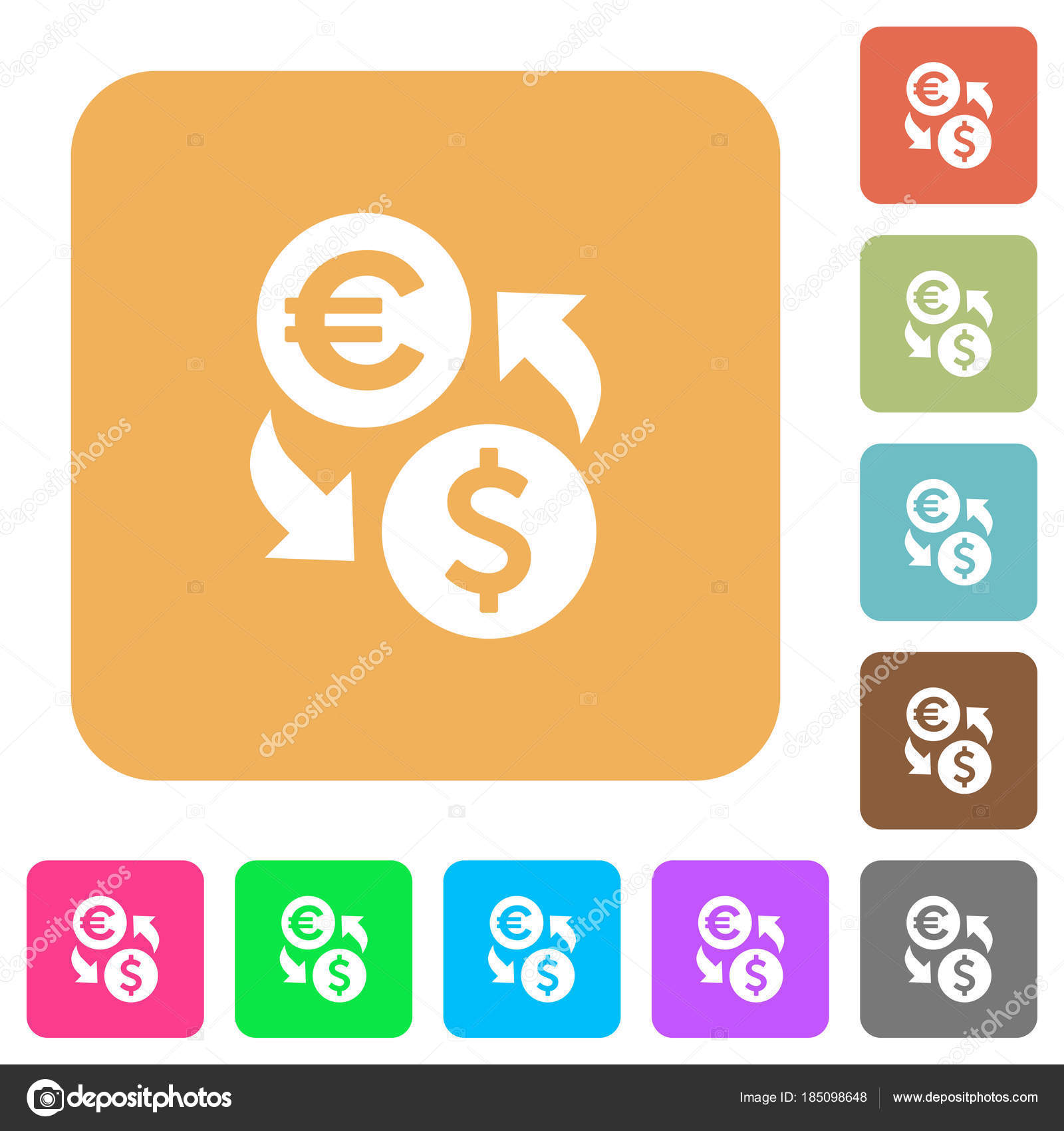 Euro Dollar money exchange rounded square flat icons Stock Vector by ...