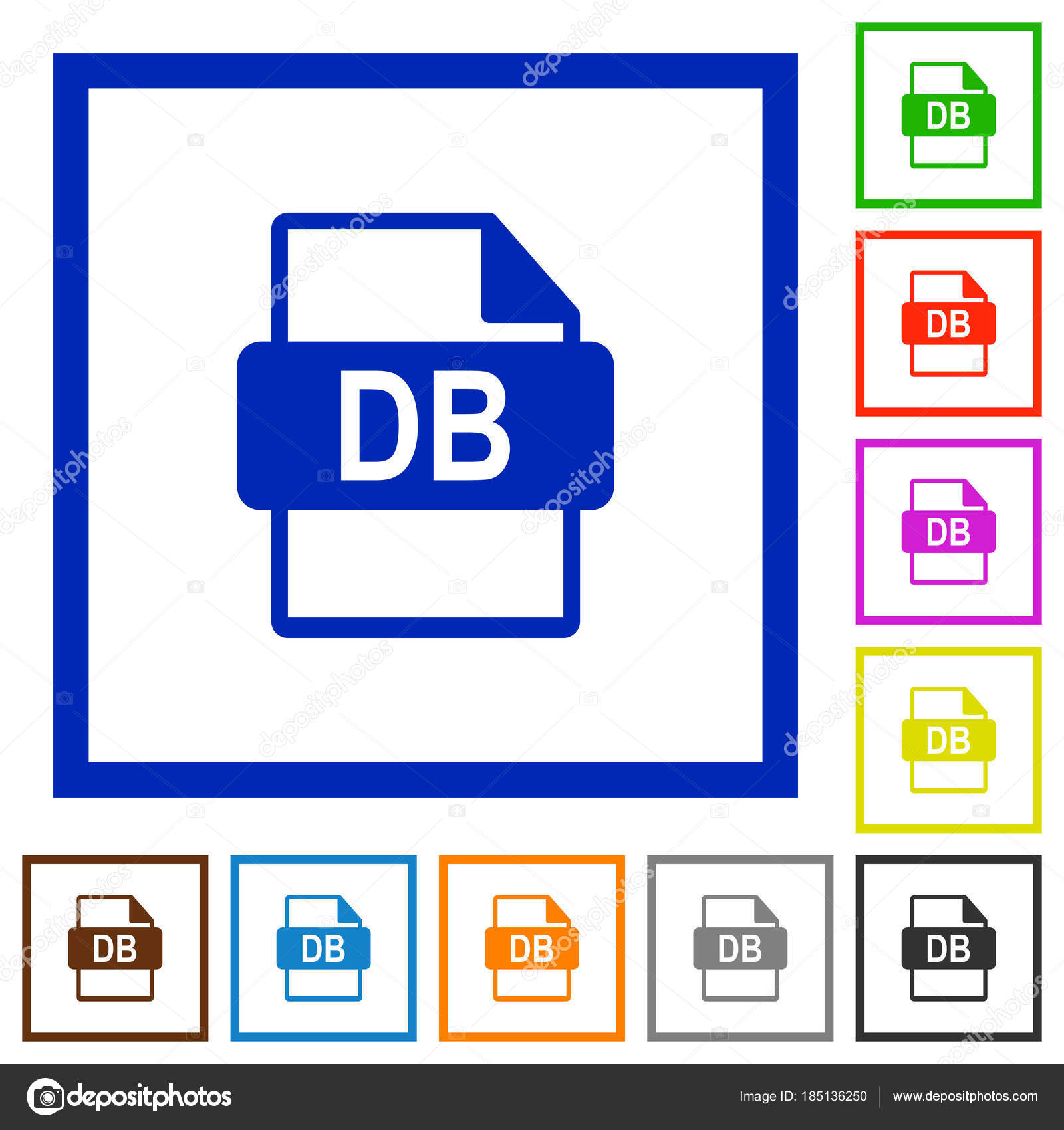 DB file format flat framed icons Stock Vector by ©renegadehomie 185136250
