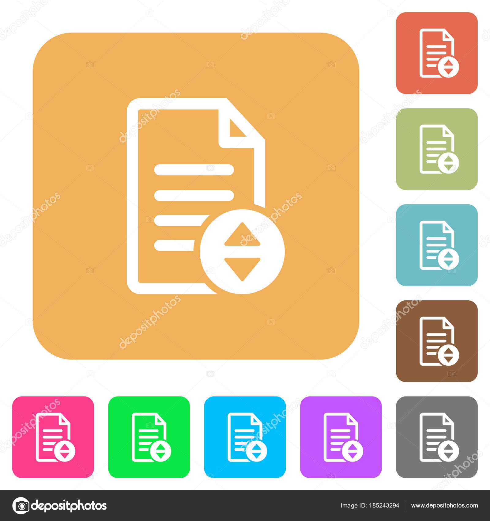 Document scrolling rounded square flat icons Stock Vector by ©renegadehomie 185243294