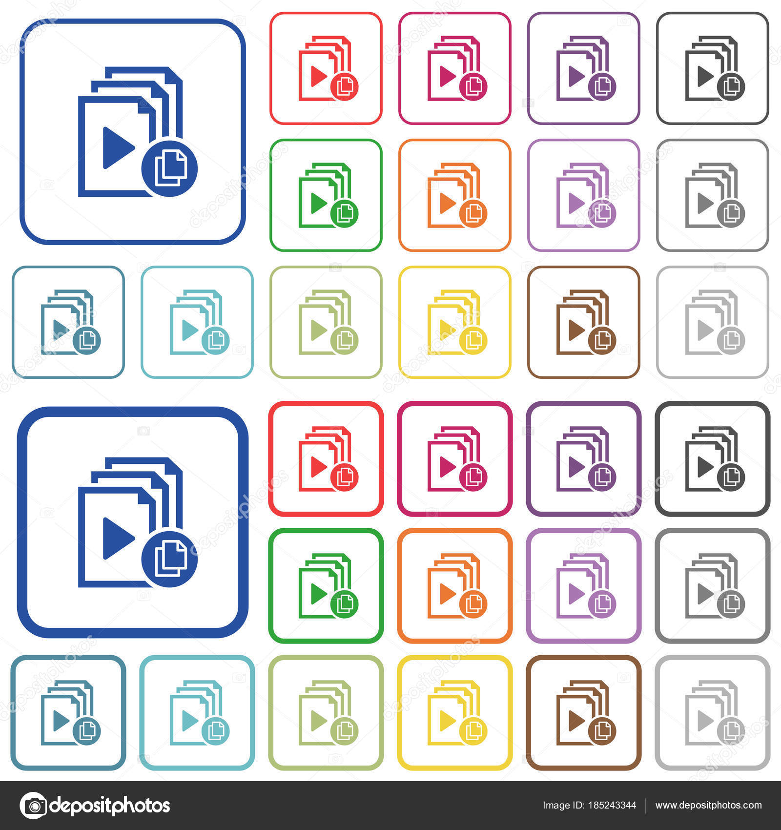 Copy playlist outlined flat color icons Stock Vector Image by ...