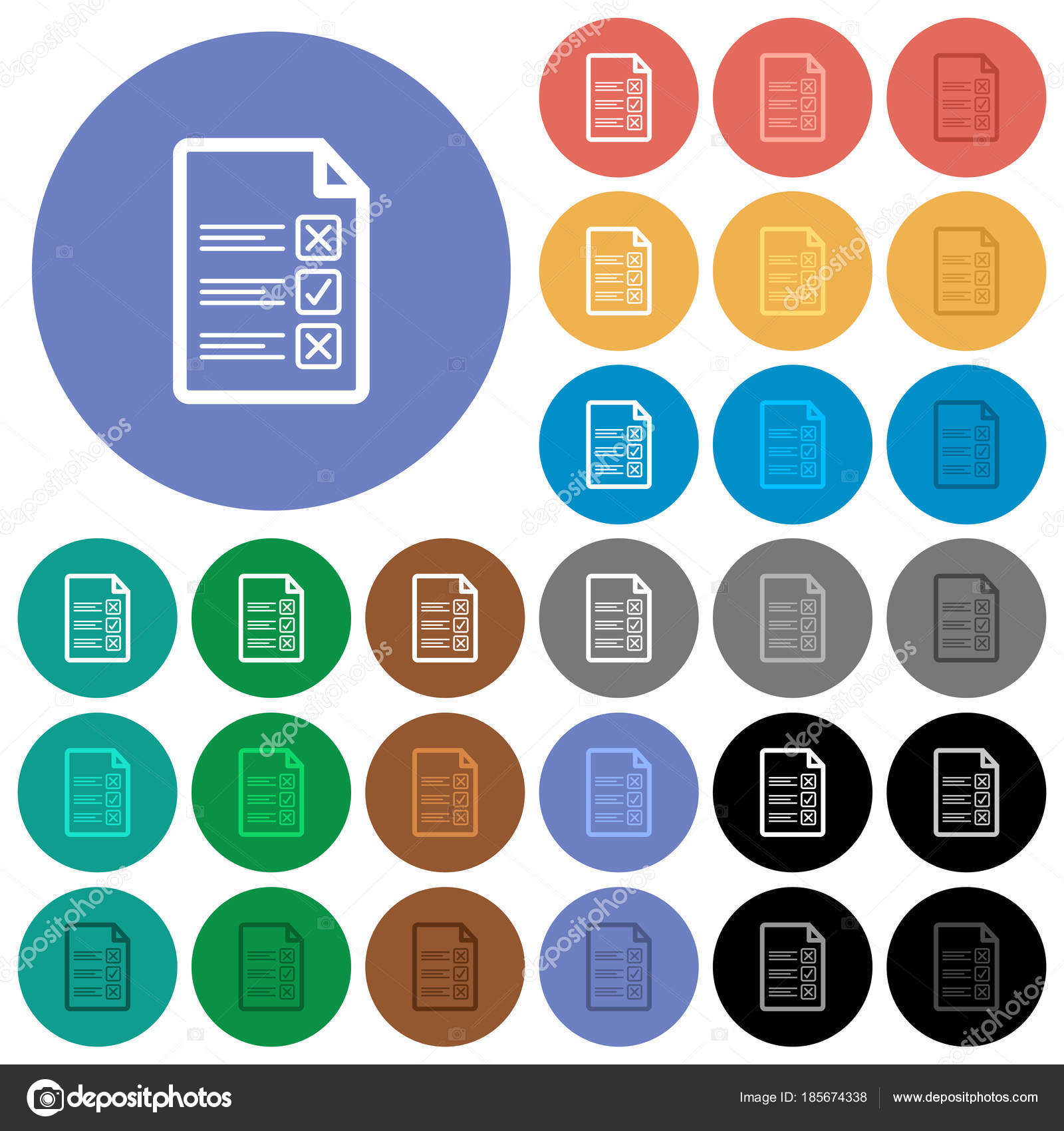 Questionnaire document round flat multi colored icons Stock Vector Image by ©renegadehomie ...