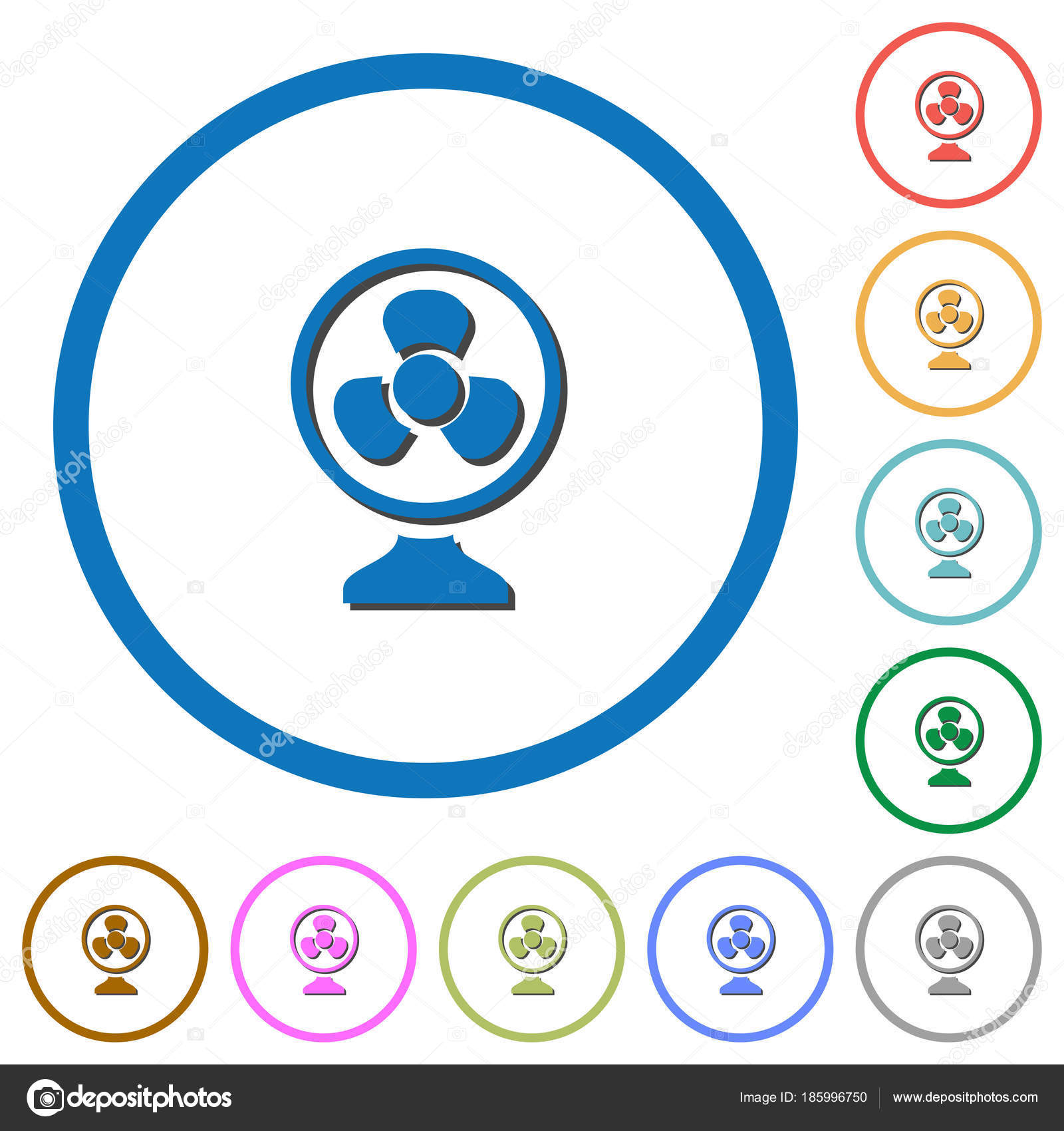 Table fan icons with shadows and outlines Stock Vector by ...