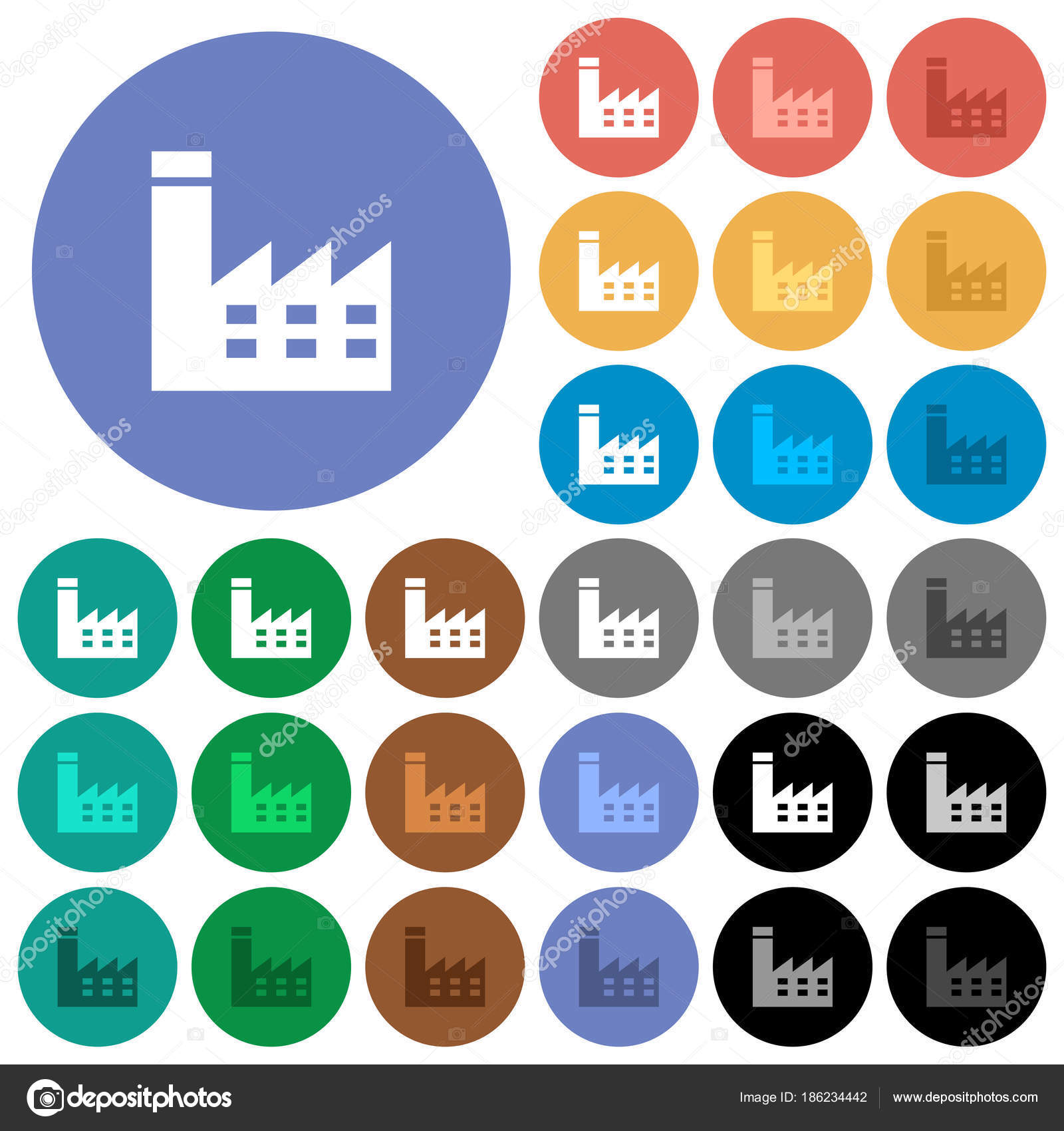Factory building round flat multi colored icons Stock Vector Image by ...