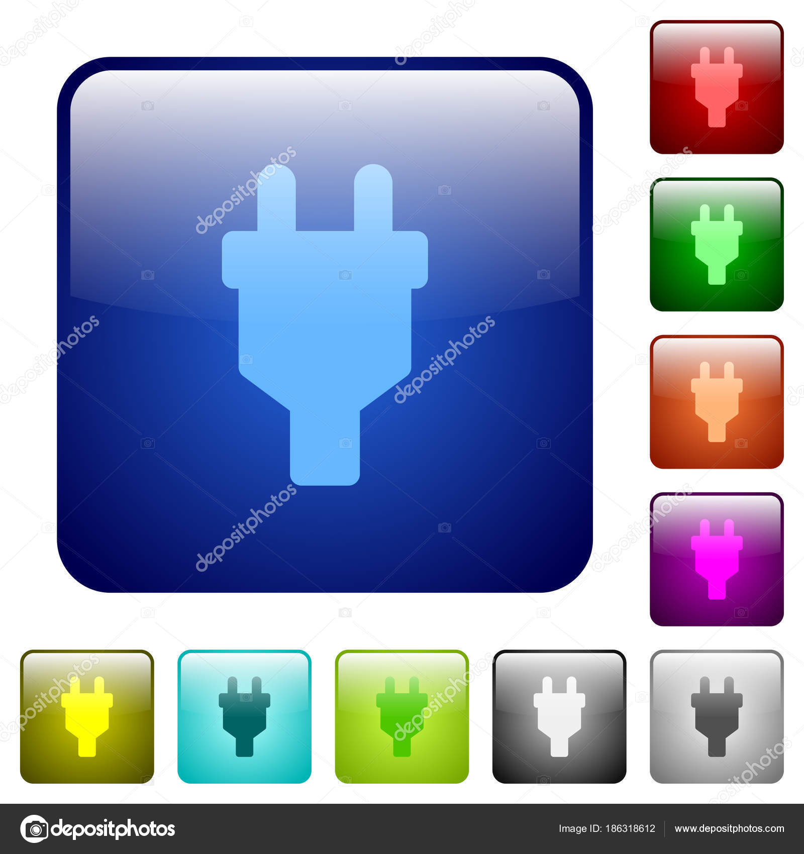 Power connector color square buttons Stock Vector by ©renegadehomie ...